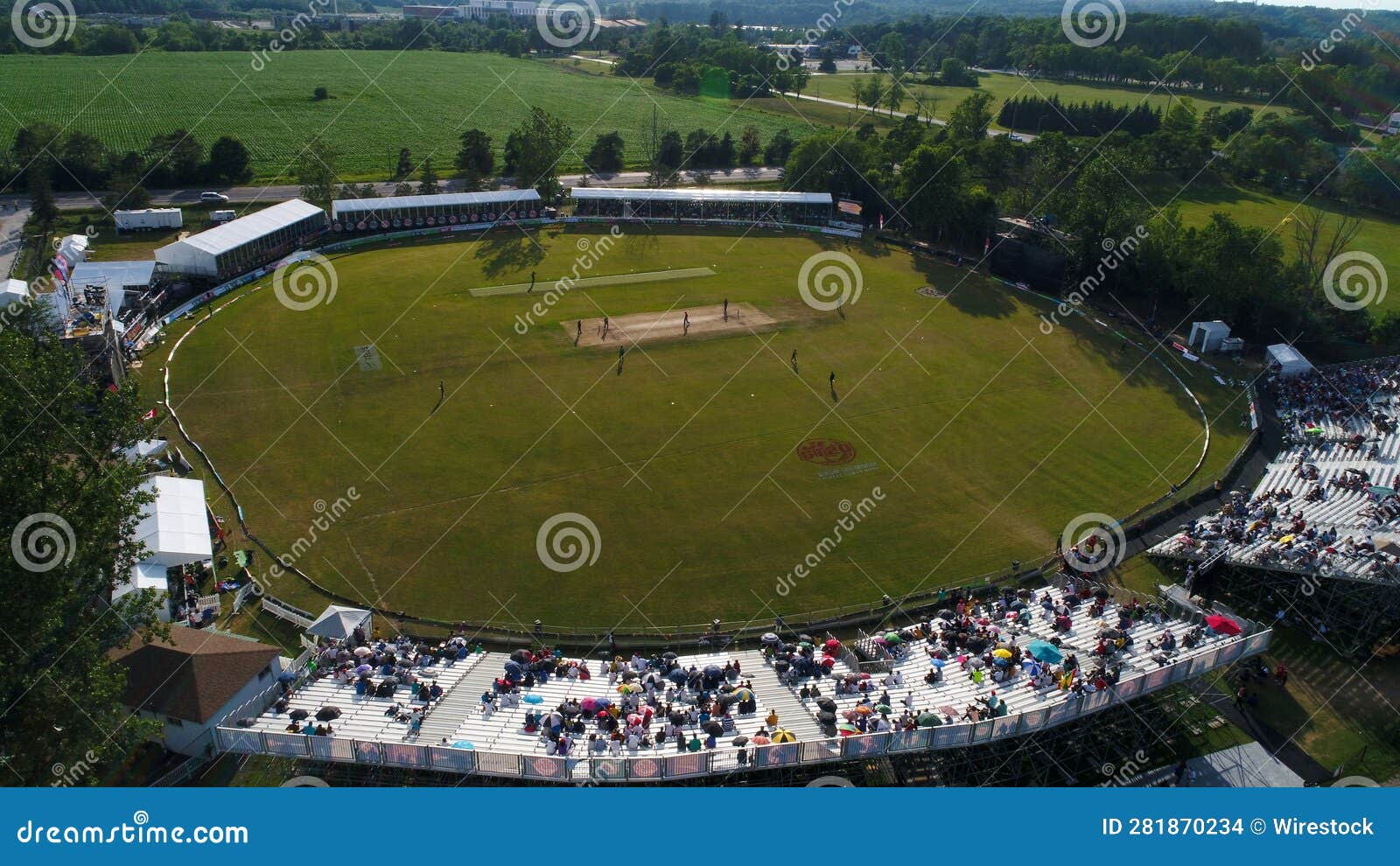 Aerial View of a Cricket Match during a Game in Progress Stock Photo ...