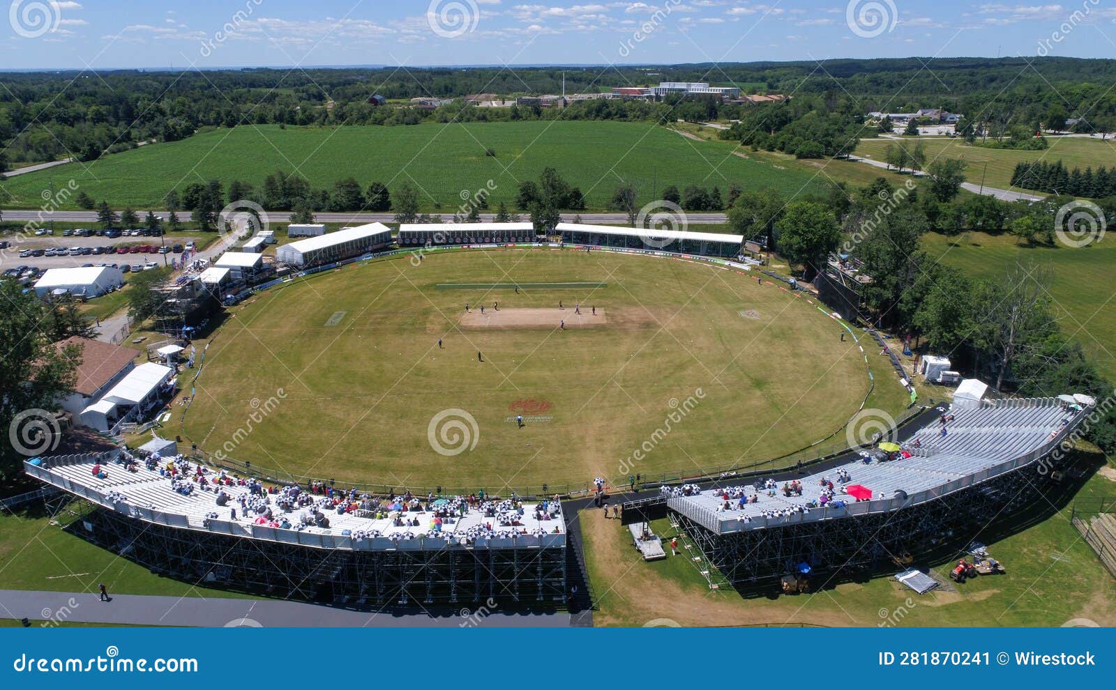 Aerial View of a Cricket Match during a Game in Progress Stock Image ...