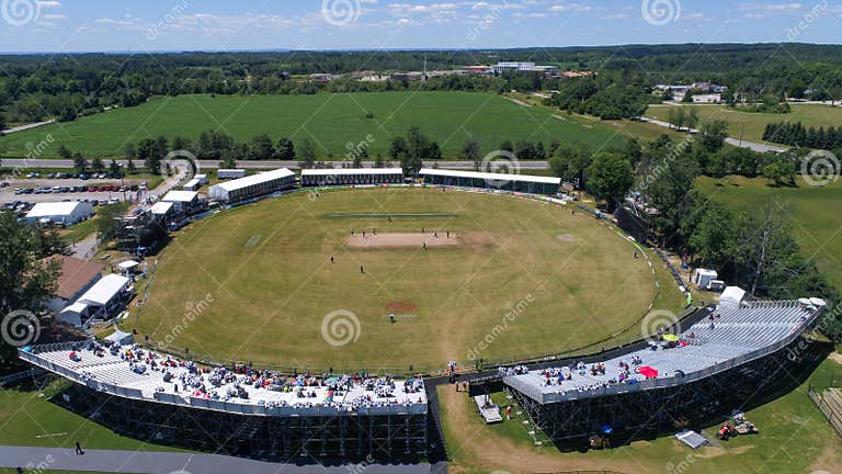 Aerial View of a Cricket Match during a Game in Progress Stock Image ...