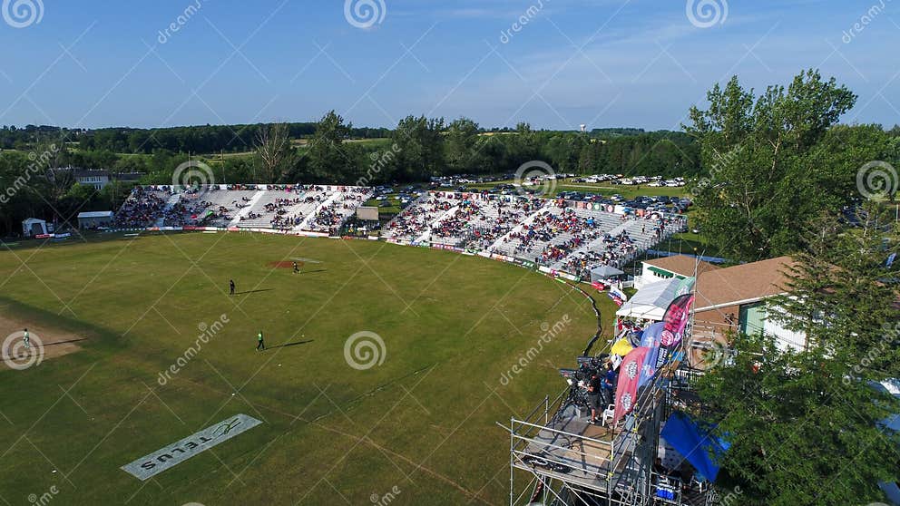 Aerial View of a Cricket Match during a Game in Progress Editorial ...