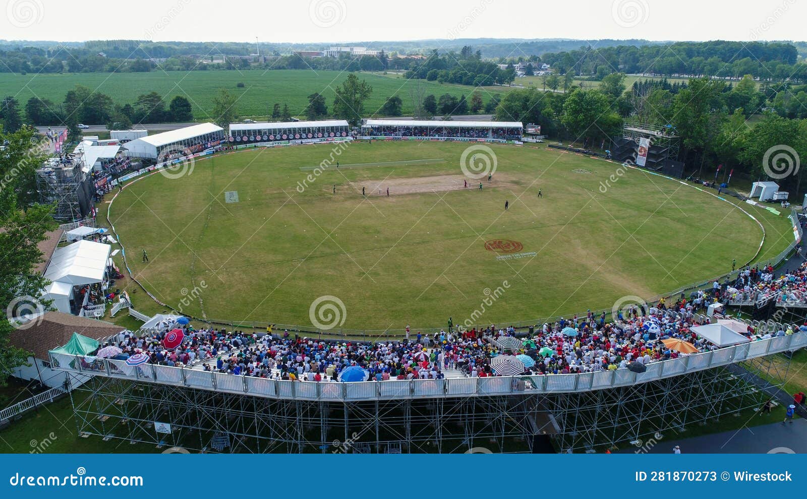 Aerial View of a Cricket Match during a Game in Progress Stock Image ...