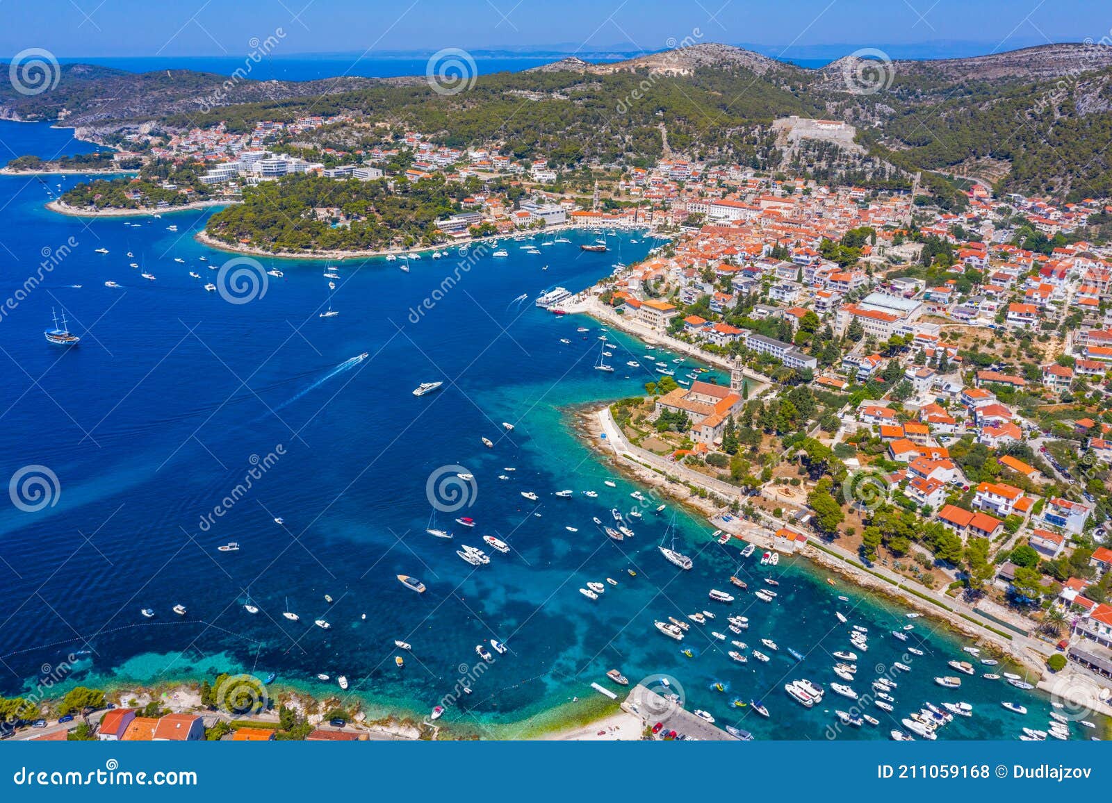 Aerial View of Croatian Town Hvar Stock Photo - Image of building ...