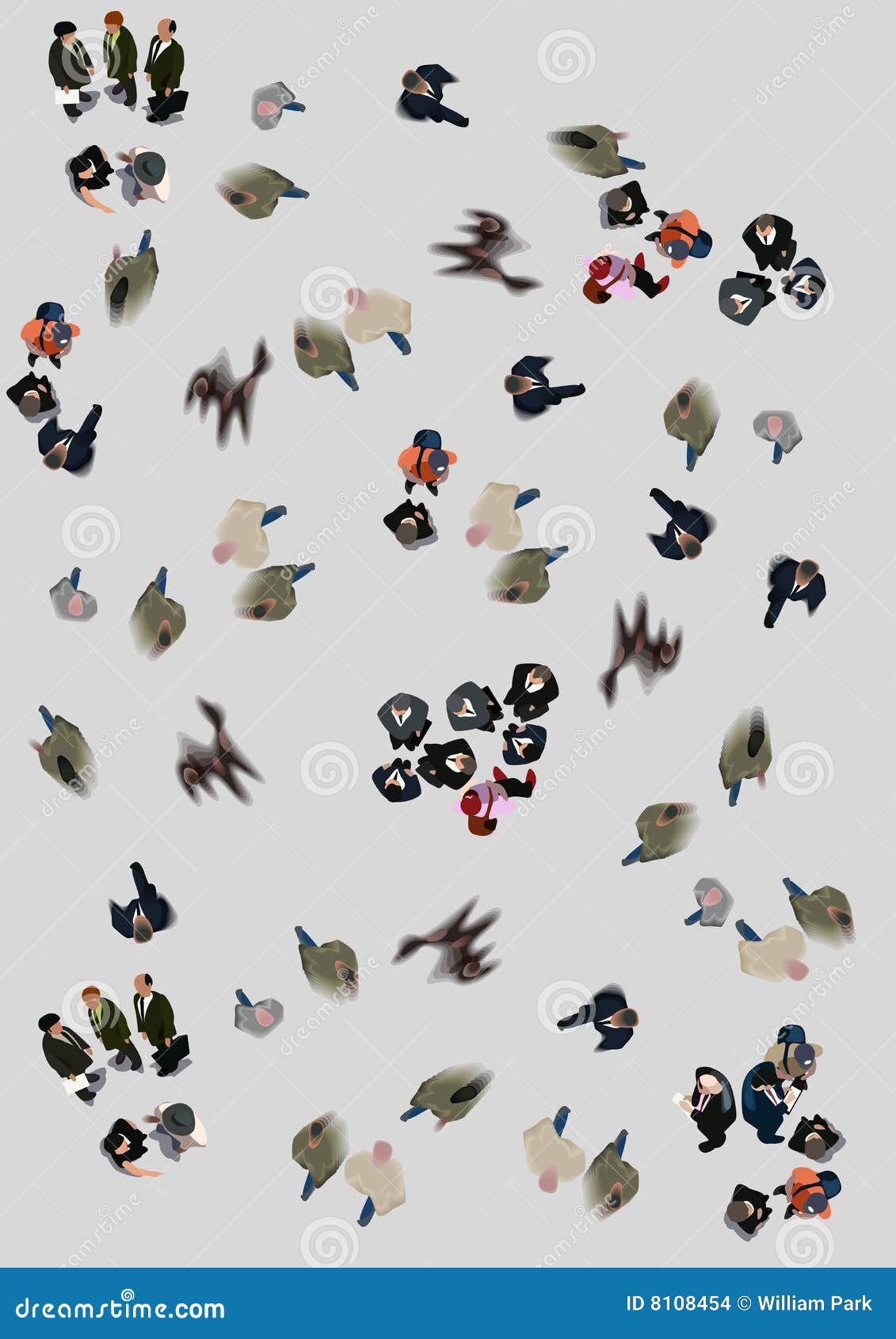 Aerial View Crowd Meet Talk Illustrator Brush Stock Vector ...
