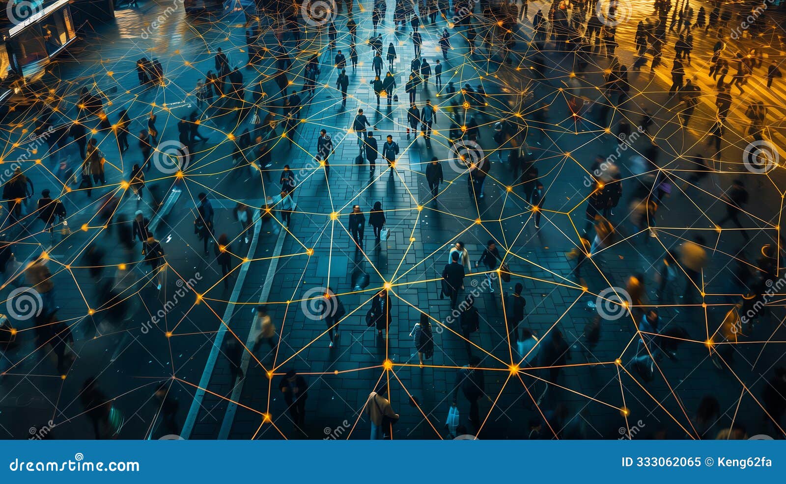 Aerial View Of A Crowded City Street, Visualizing The Movement Of ...