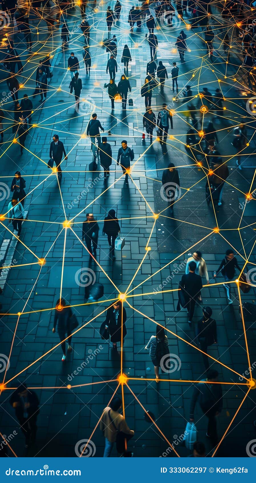 Aerial View Of A Crowded City Street, Visualizing The Movement Of ...