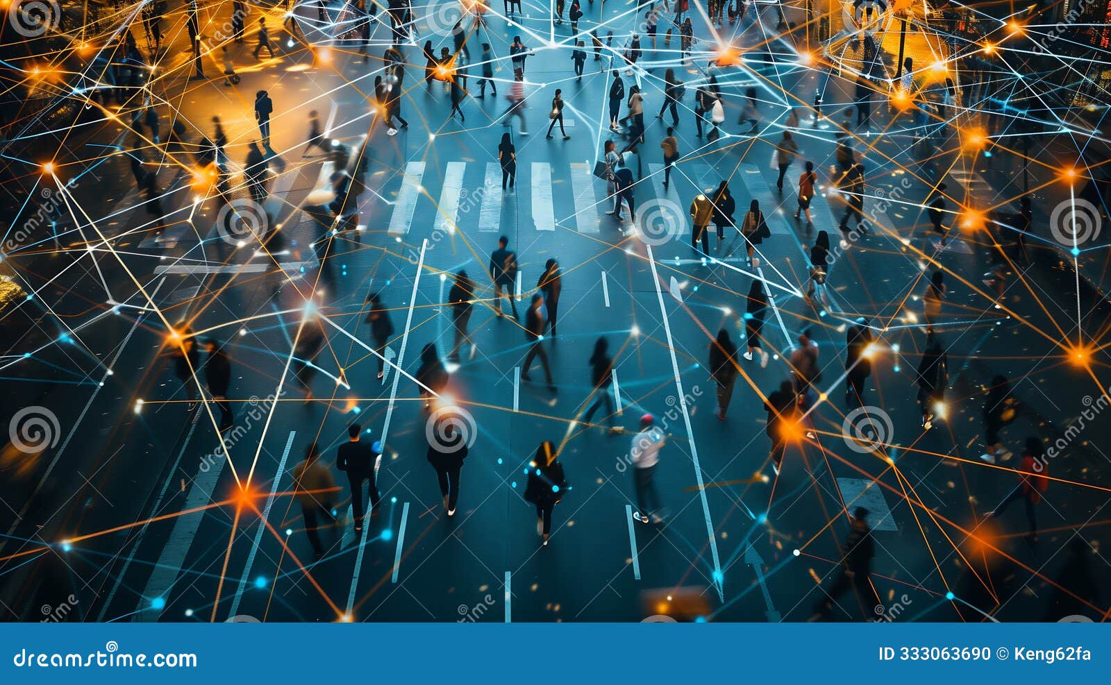 Crowd Movement in a Connected Digital Network Stock Illustration ...