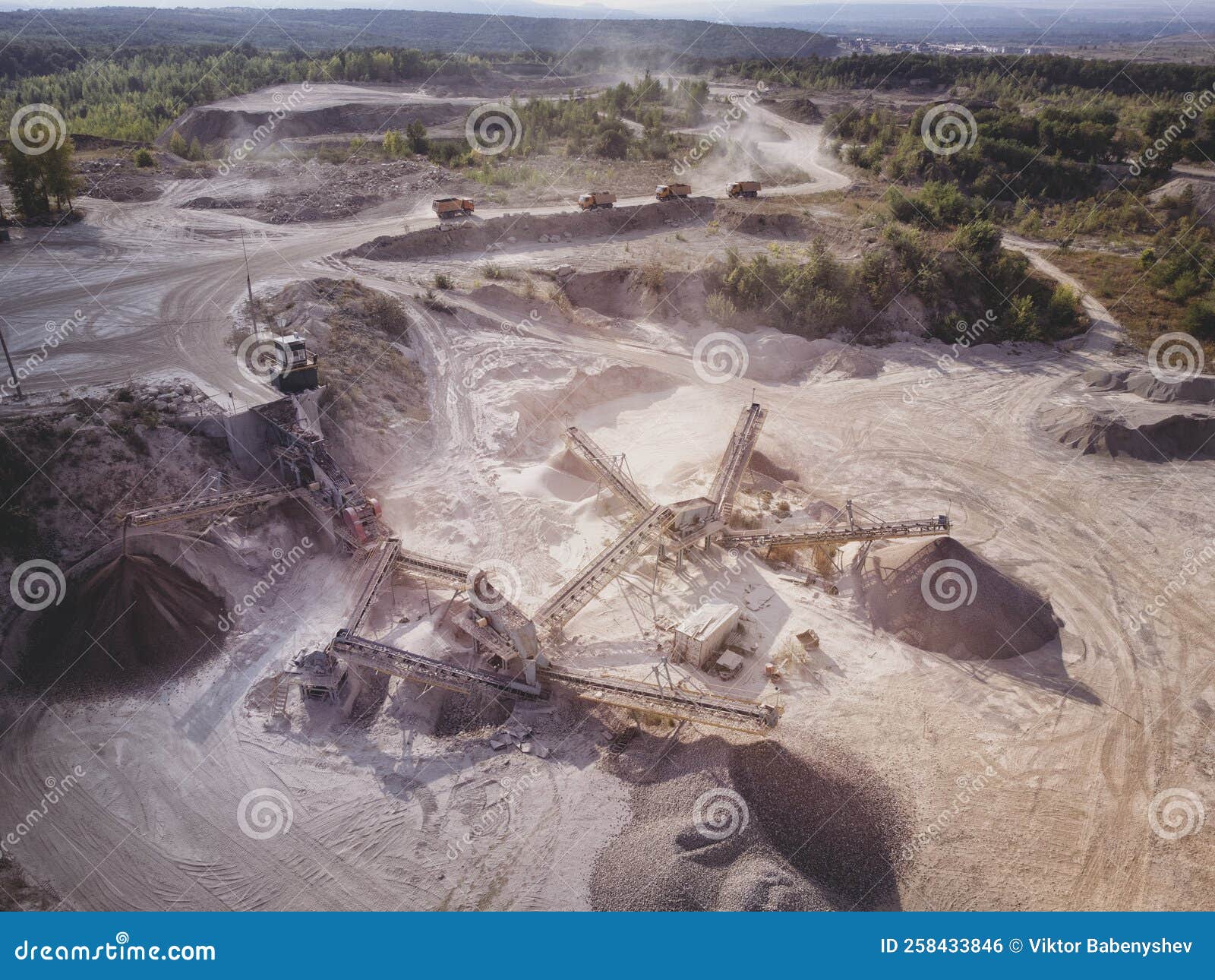 Aerial View of Crushed Stone Quarry Machine at Work. Stock Photo ...
