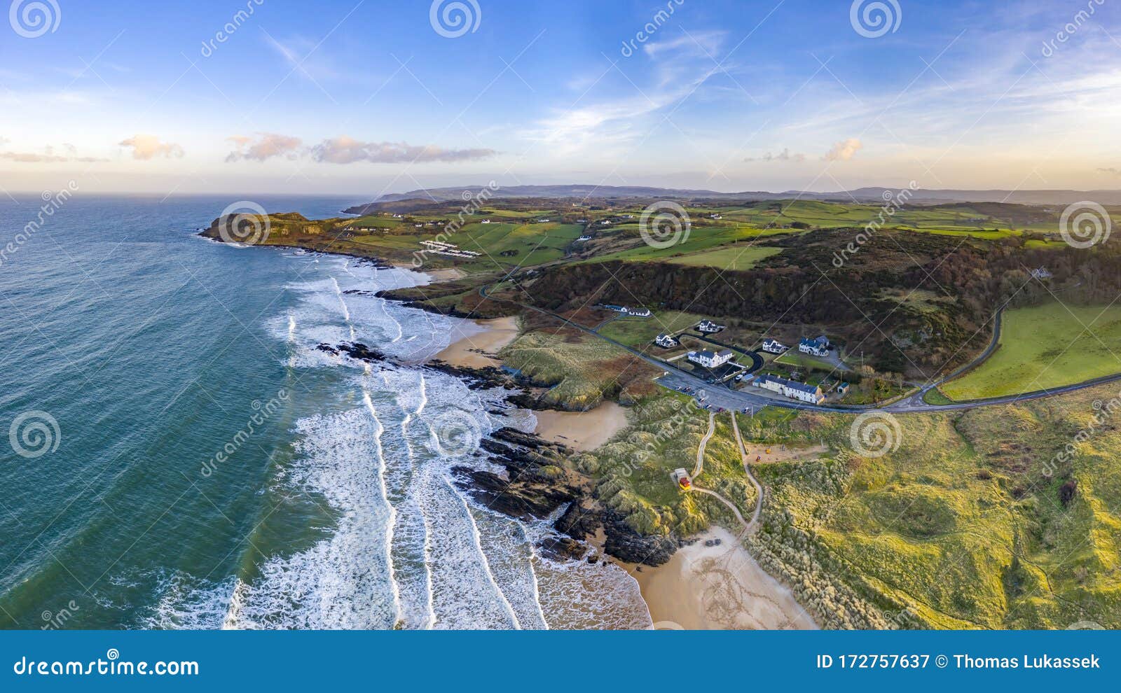 Aerial View of Culdaff Beach in Donegal Ireland Stock Image - Image of ...