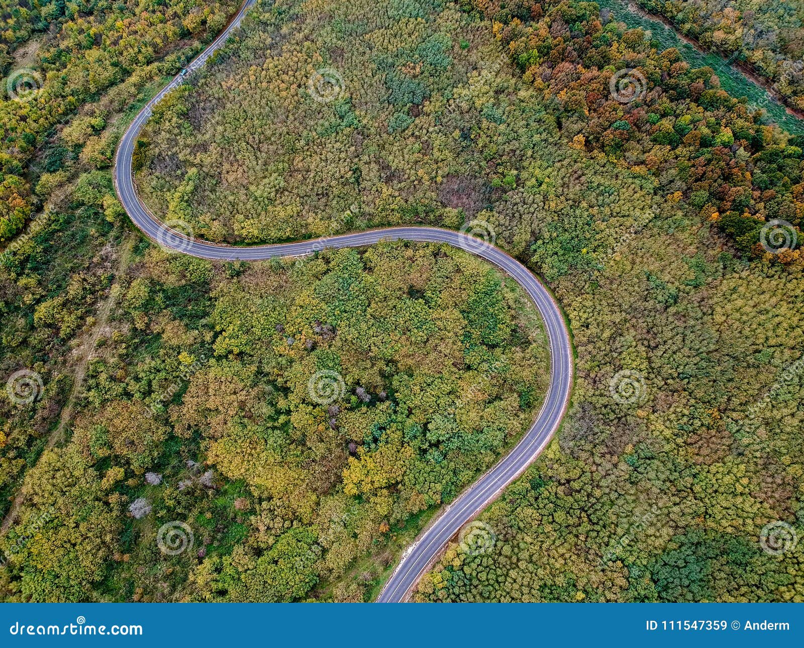 Aerial View of a Curly Road Stock Image - Image of outdoor, highway ...