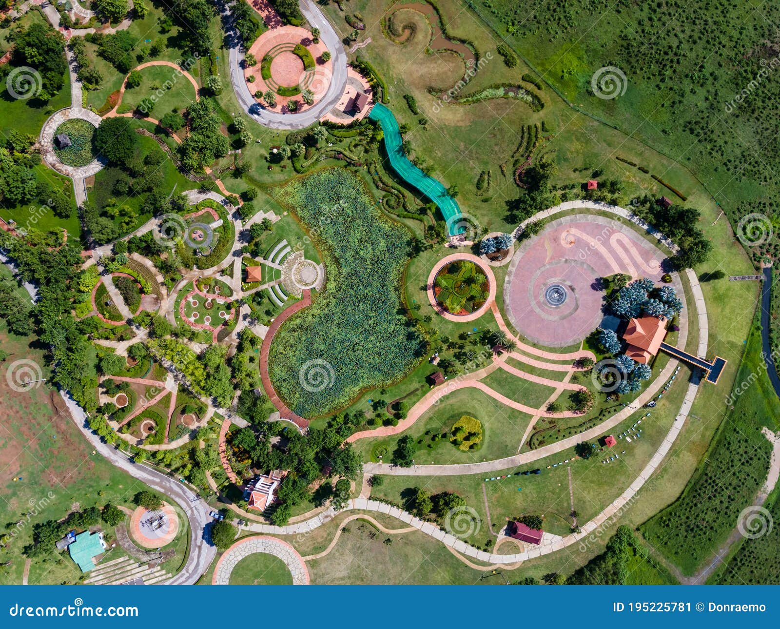 Aerial View of the Curve Footpath in the Park Stock Image - Image of ...