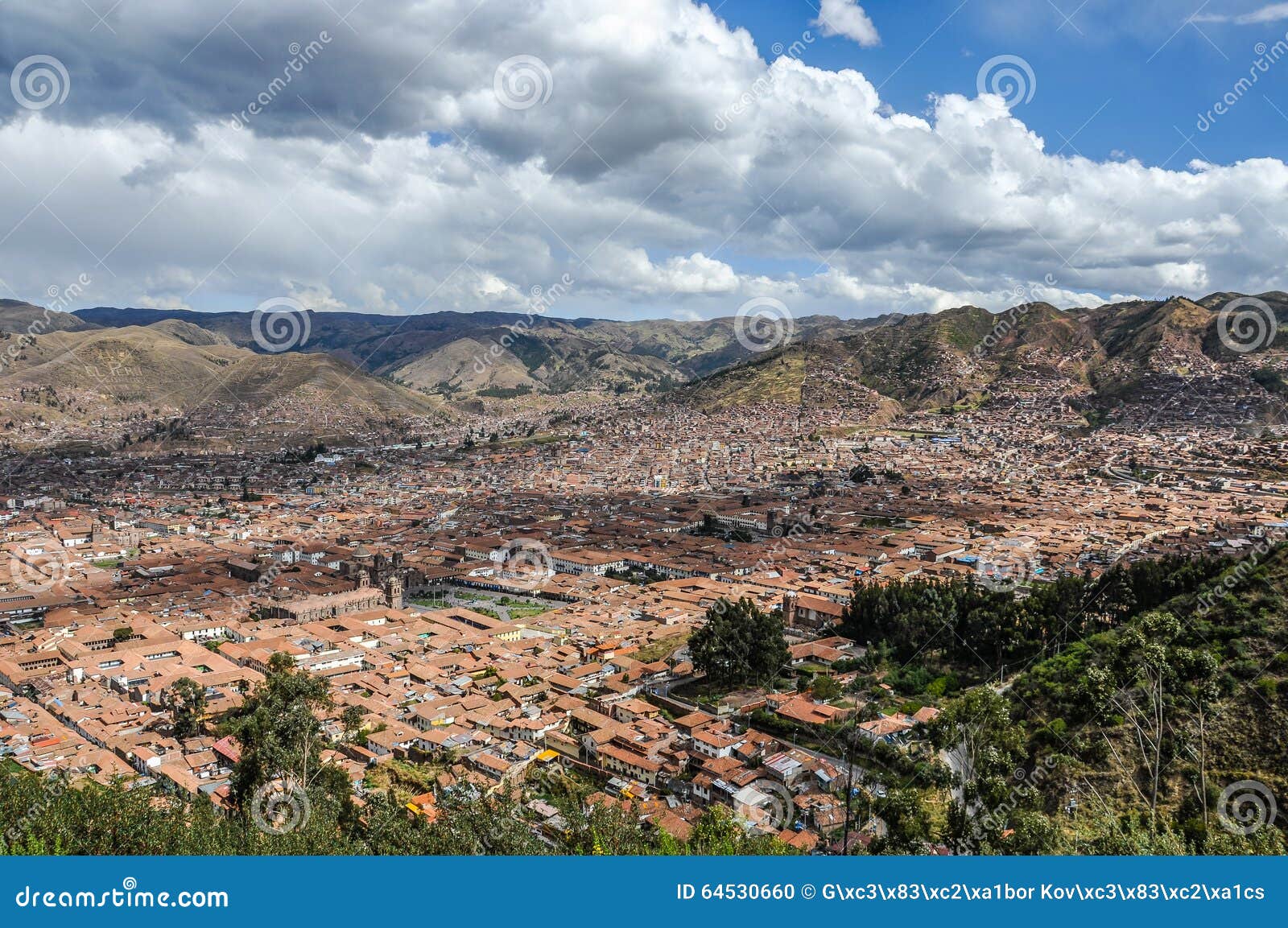 Aerial view of Cusco, Peru stock photo. Image of view - 64530660