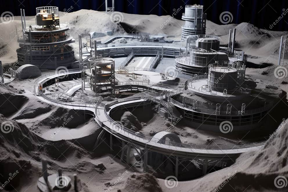 Aerial View of a 3d-printed Lunar Base Under Construction Stock Photo ...