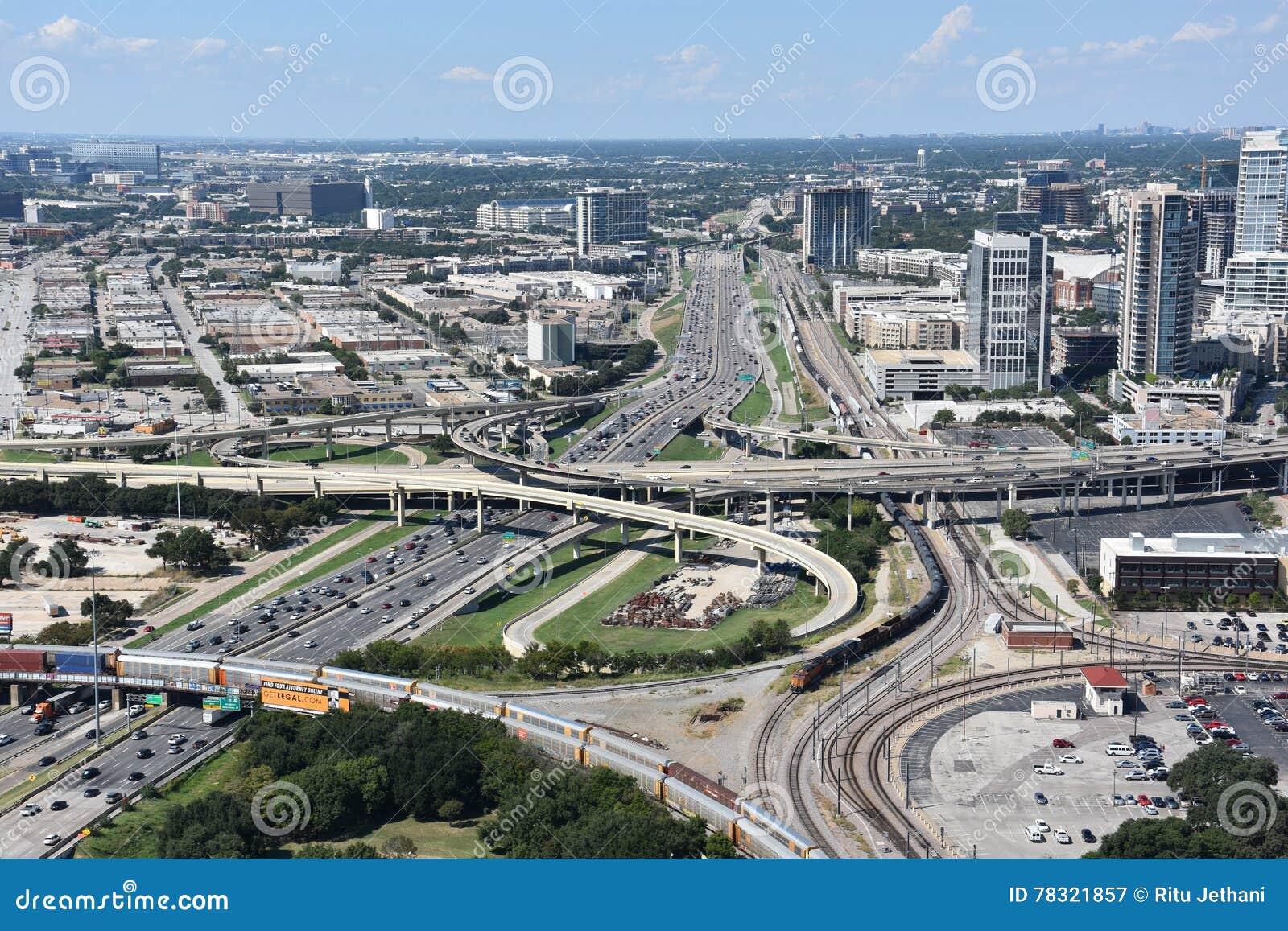 Top View Dallas Landmark Bridge Margaret McDermott On Overflow Trinity ...