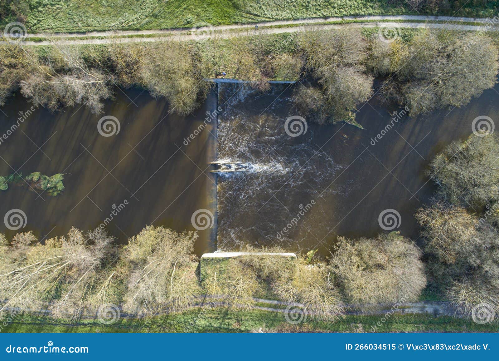 Aerial View of a Dam on a River Stock Image - Image of flood, reservoir ...