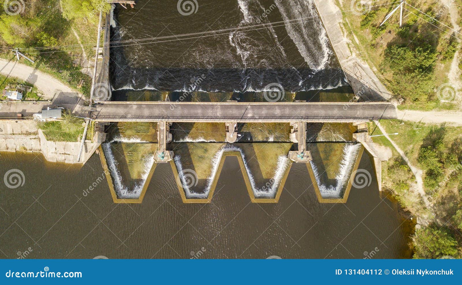 Aerial View of the Dam with the Road on the River Stock Photo - Image ...