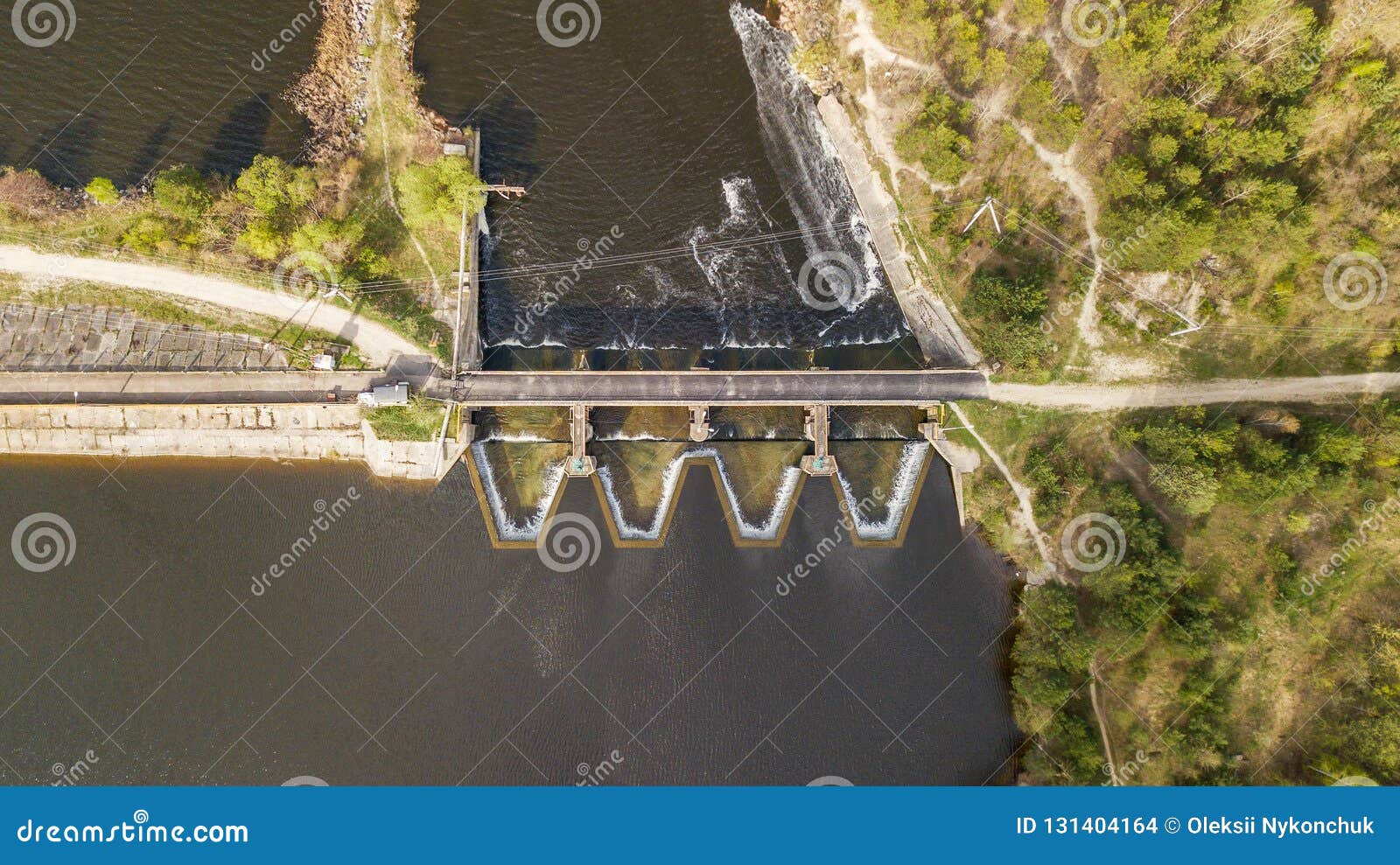Aerial View of the Dam with the Road on the River Stock Photo - Image ...