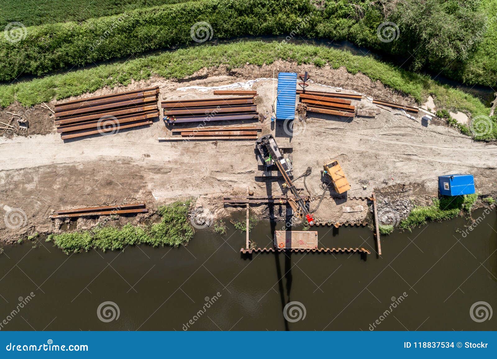Dam under construction stock photo. Image of clean, agriculture - 118837534