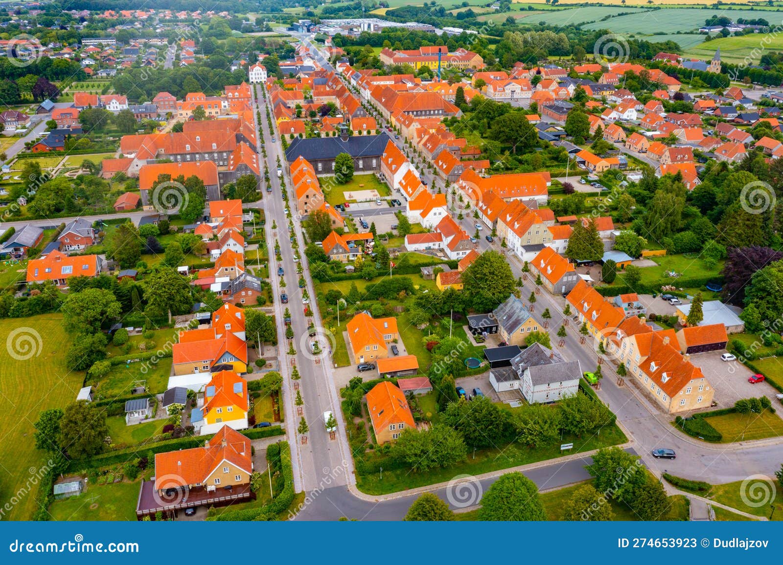 Aerial View of Danish Town Christiansfeld Stock Image - Image of house ...