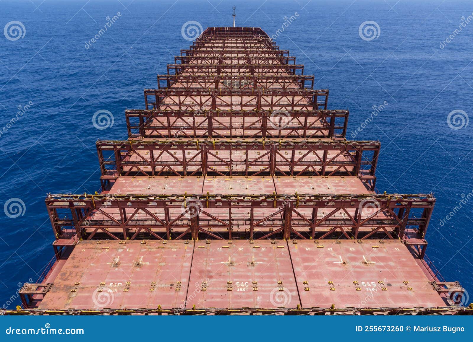 Aerial View on Deck of the Cargo Container Ship. Stock Photo - Image of ...