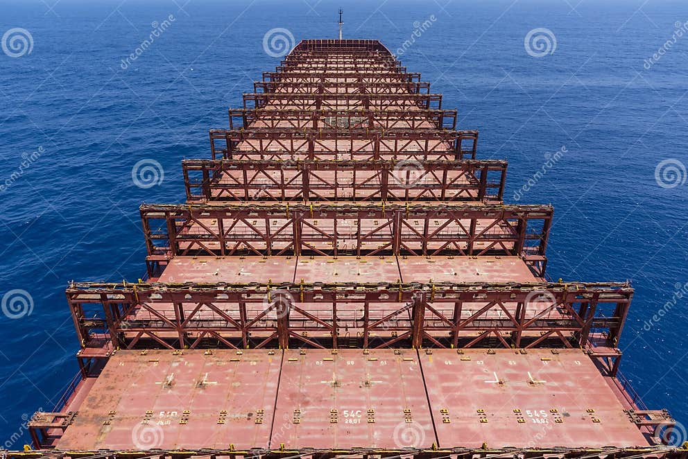 Aerial View on Deck of the Cargo Container Ship. Stock Photo - Image of ...