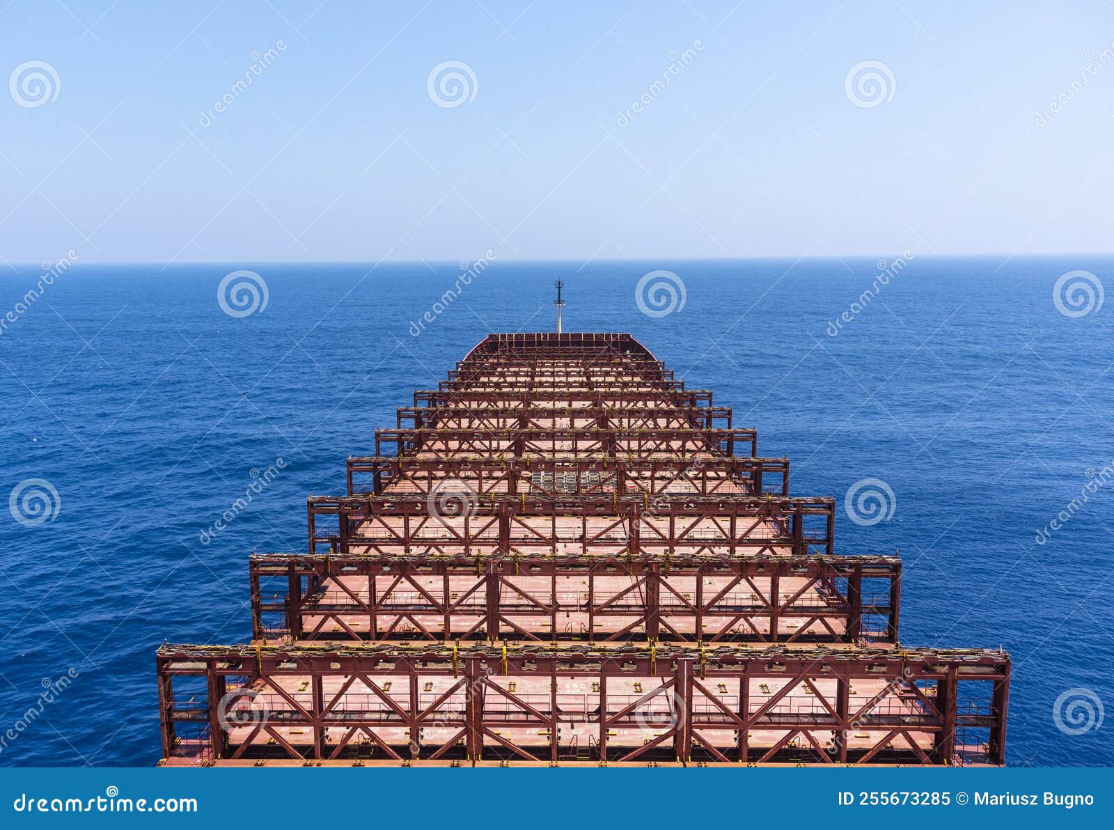 Aerial View on Deck of the Cargo Container Ship. Stock Image - Image of ...