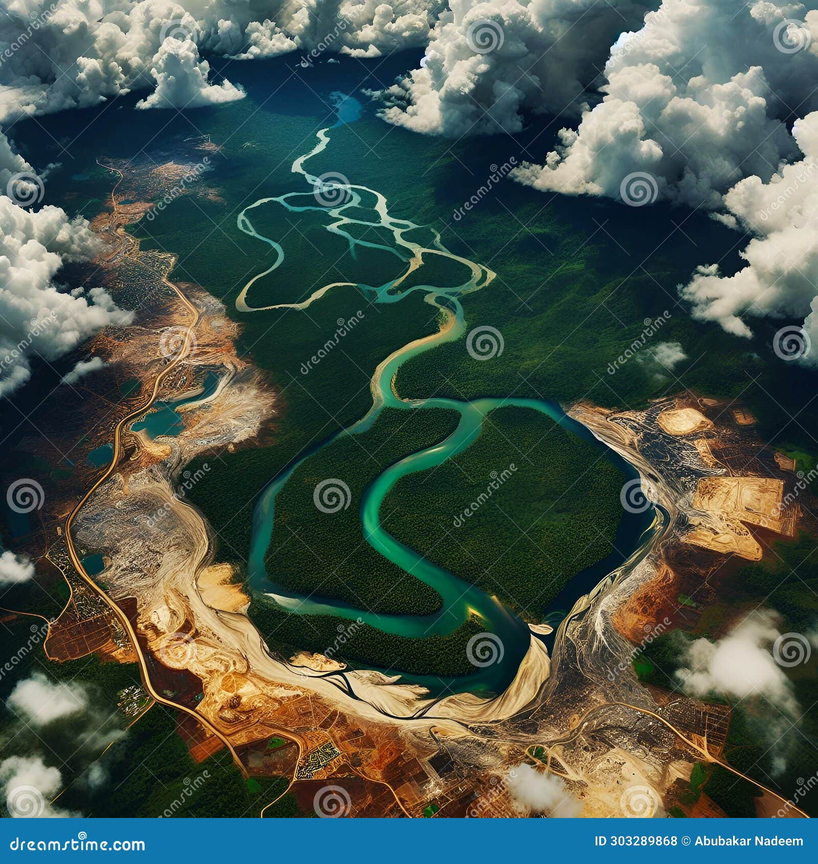 Aerial View of Deforestation, Concept Stock Illustration - Illustration ...