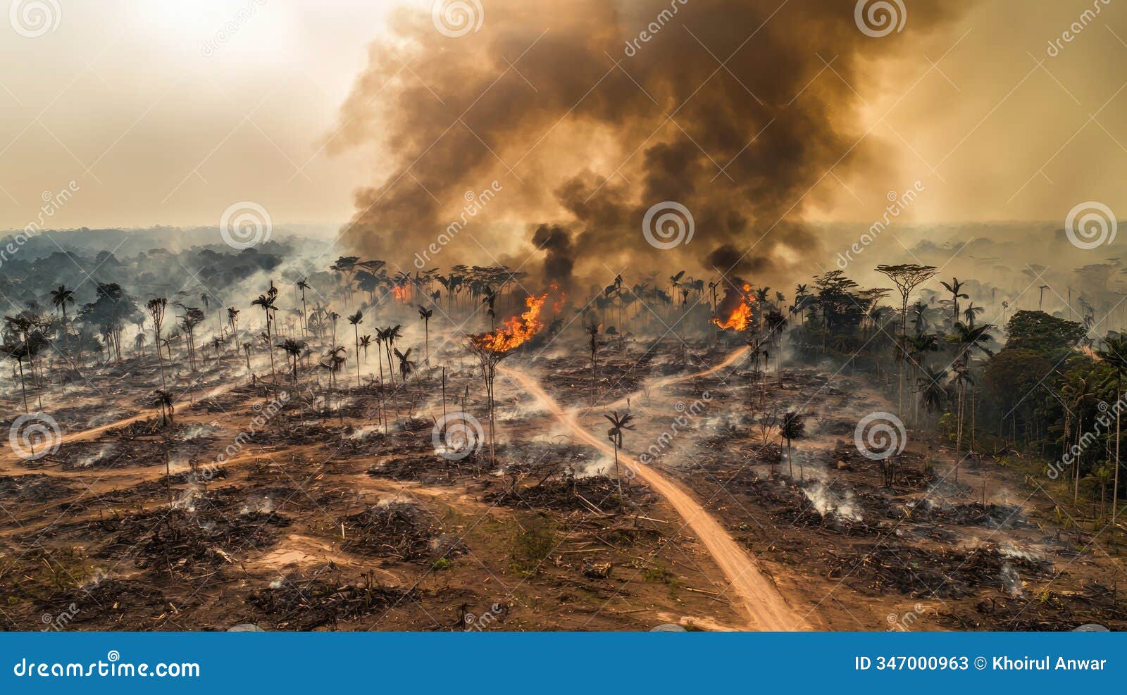 Aerial View of Deforestation Fire in the Amazon Rainforest Stock ...