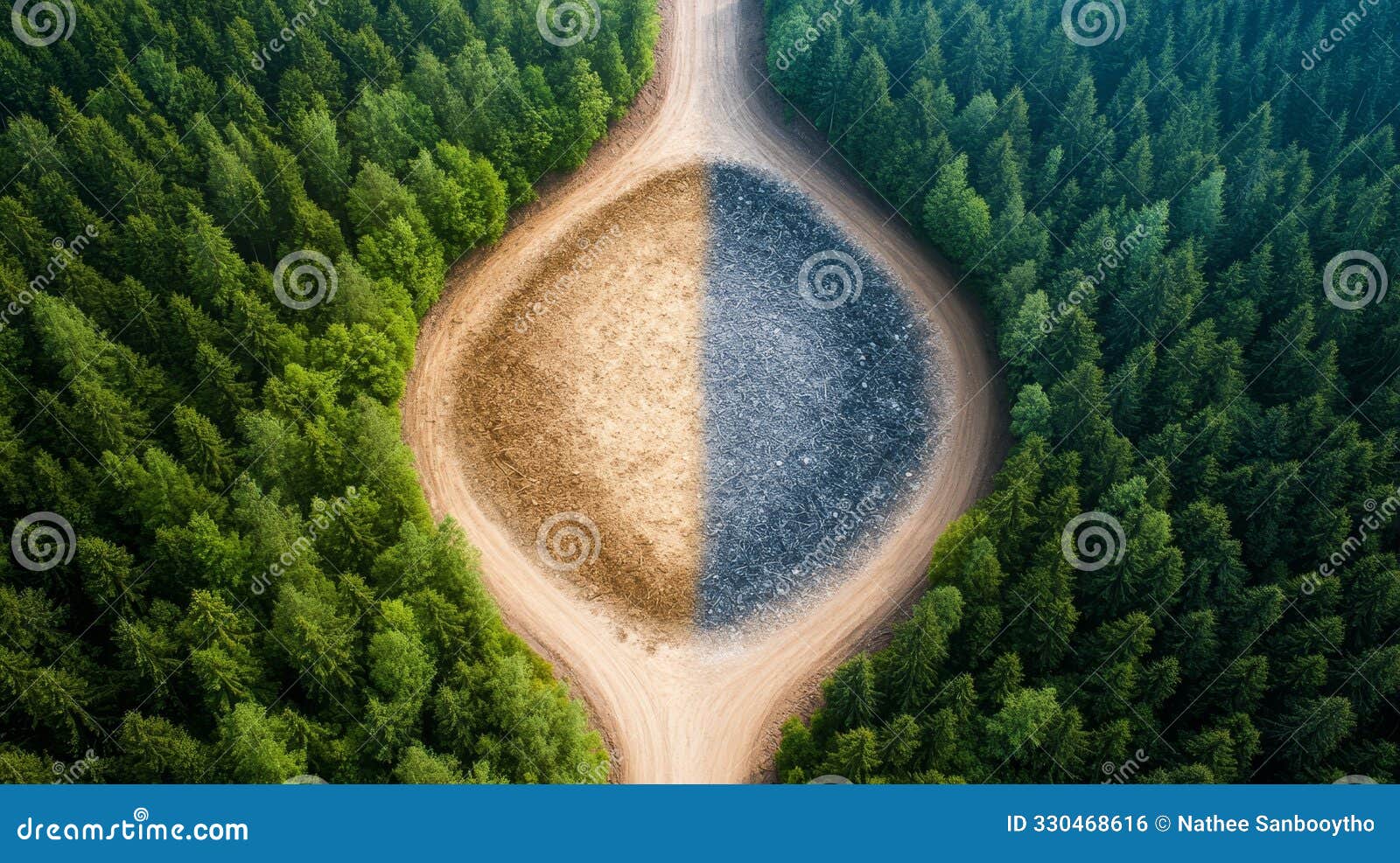 Aerial View of Deforestation and Forest Contrast Stock Illustration ...