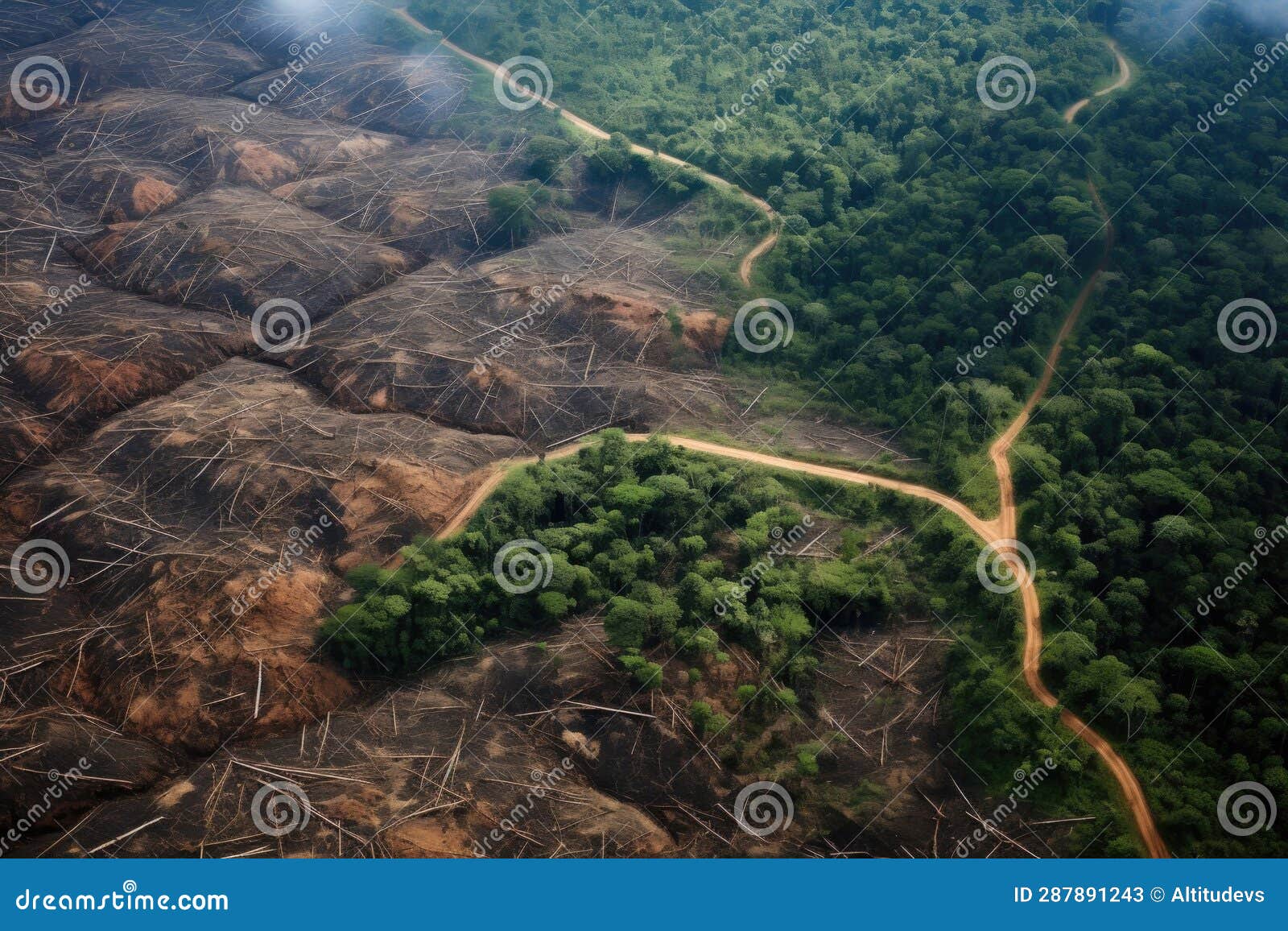 Aerial View of Deforestation and Replanting Efforts Stock Image - Image ...