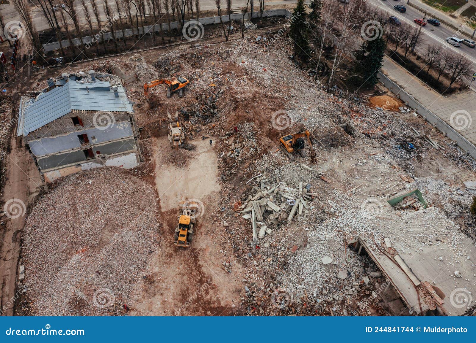 Aerial View of Demolition Site. Process of Demolition of Old Industrial ...