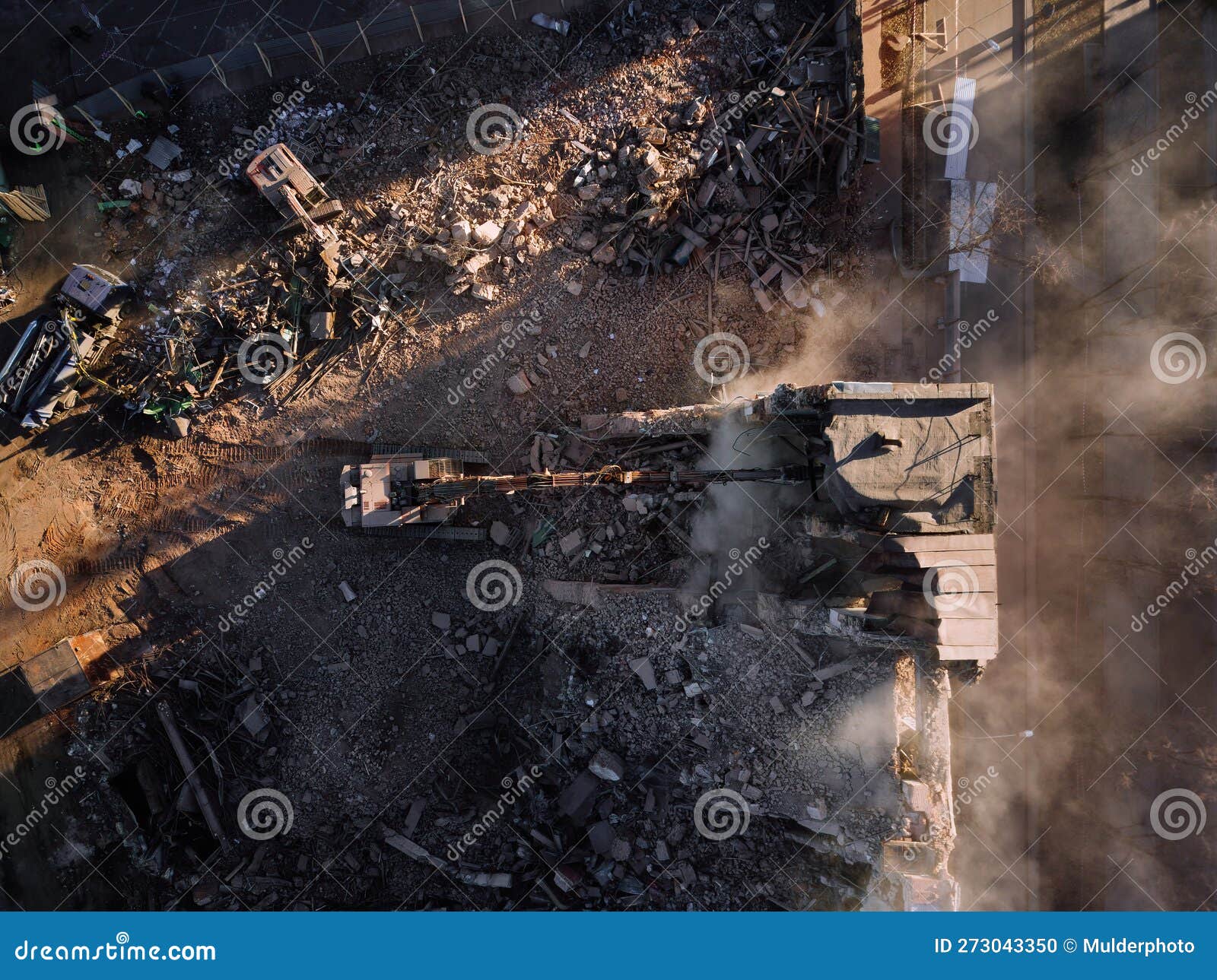 Aerial View of Demolition Site. Process of Demolition of Old Industrial ...