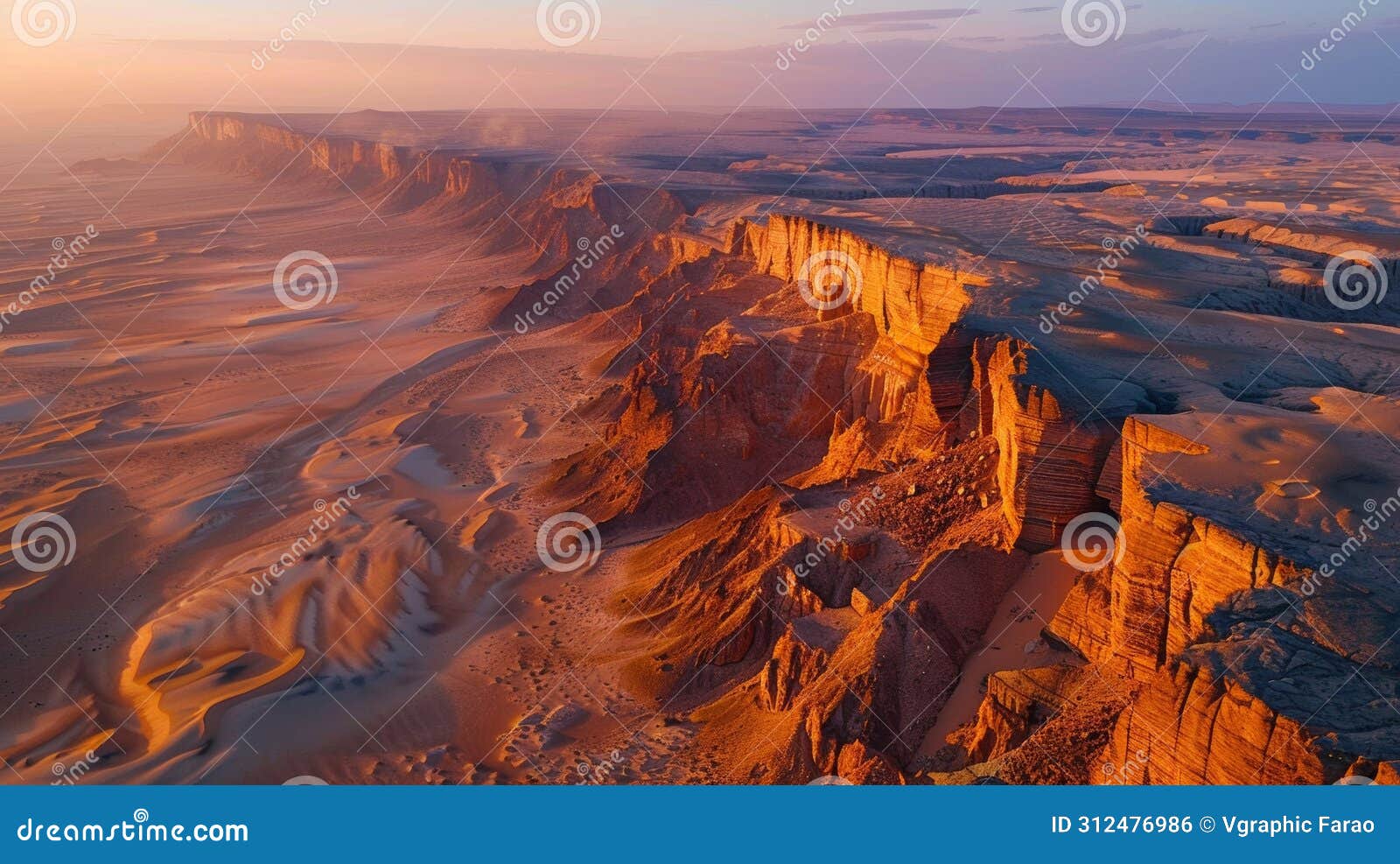 Aerial View of Desert Cliffs at Sunset Stock Photo - Image of hour ...