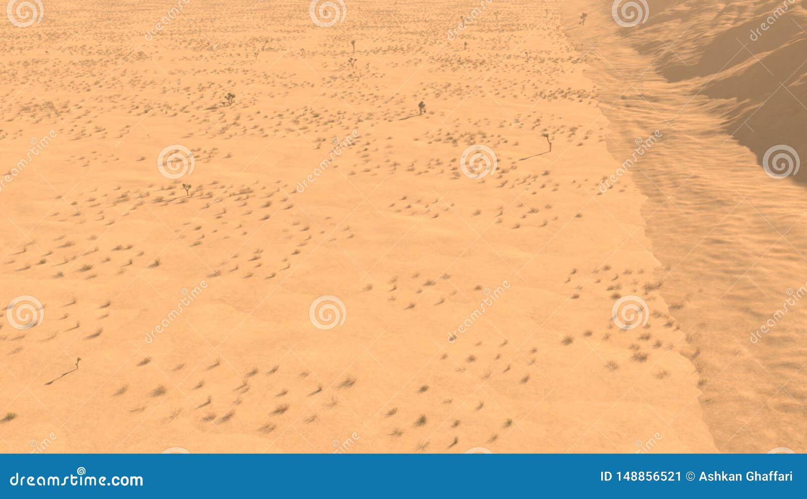 Aerial View of Desert Landscape - 3D Rendering Stock Illustration ...