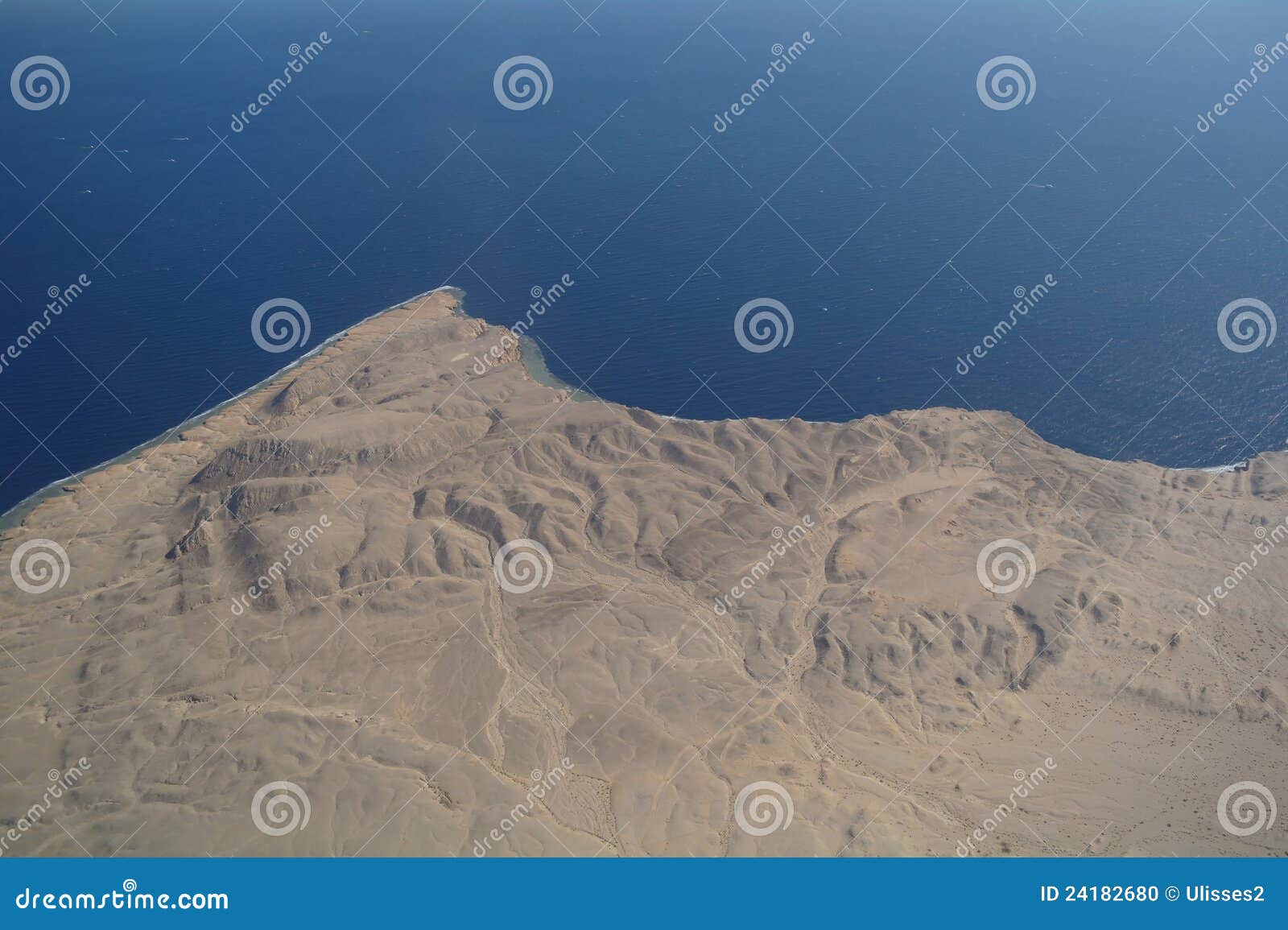Aerial view desert and sea stock photo. Image of egypt - 24182680