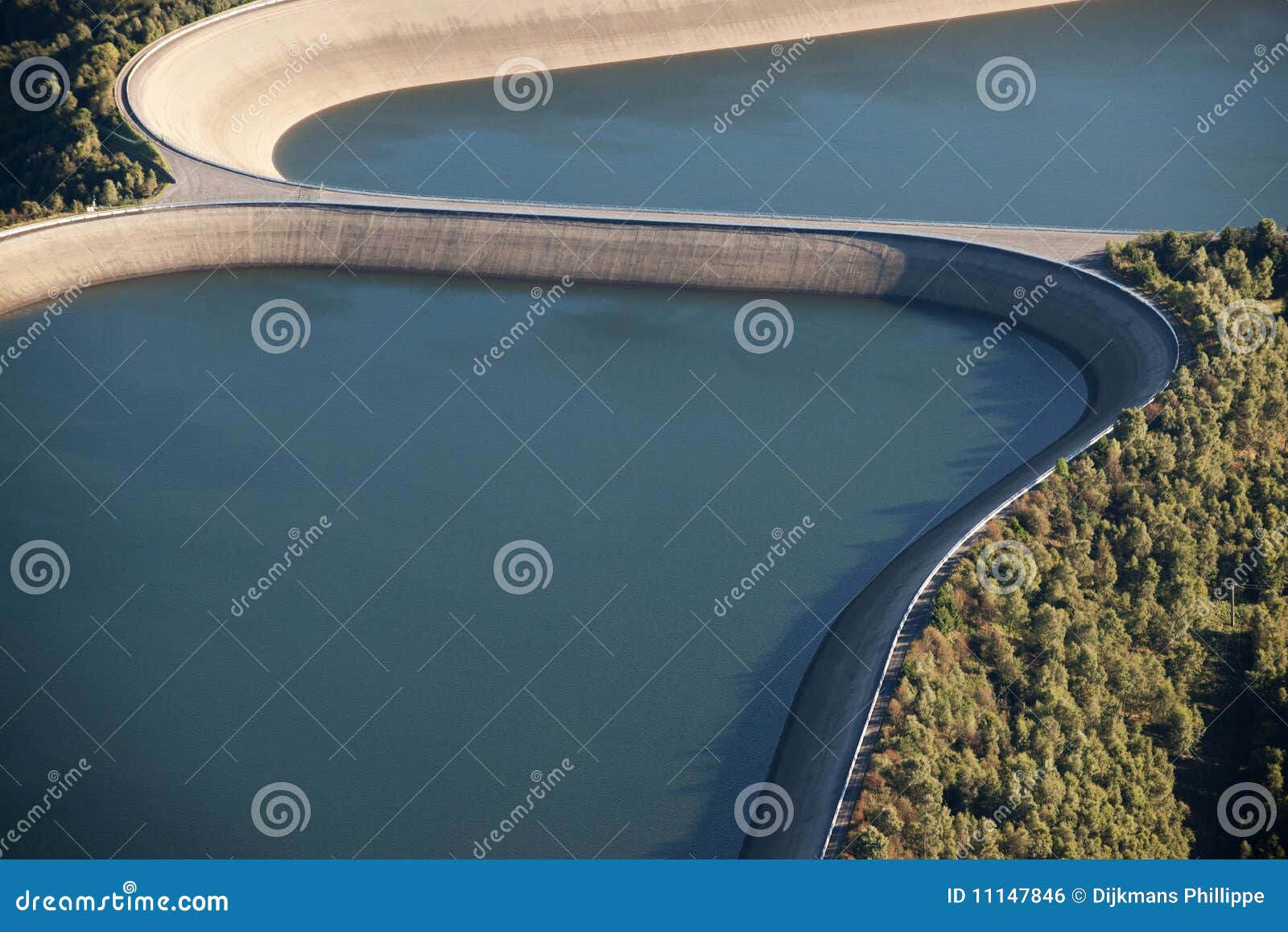 Aerial View : Detail of a Barrage with 2 Lakes Stock Photo - Image of ...