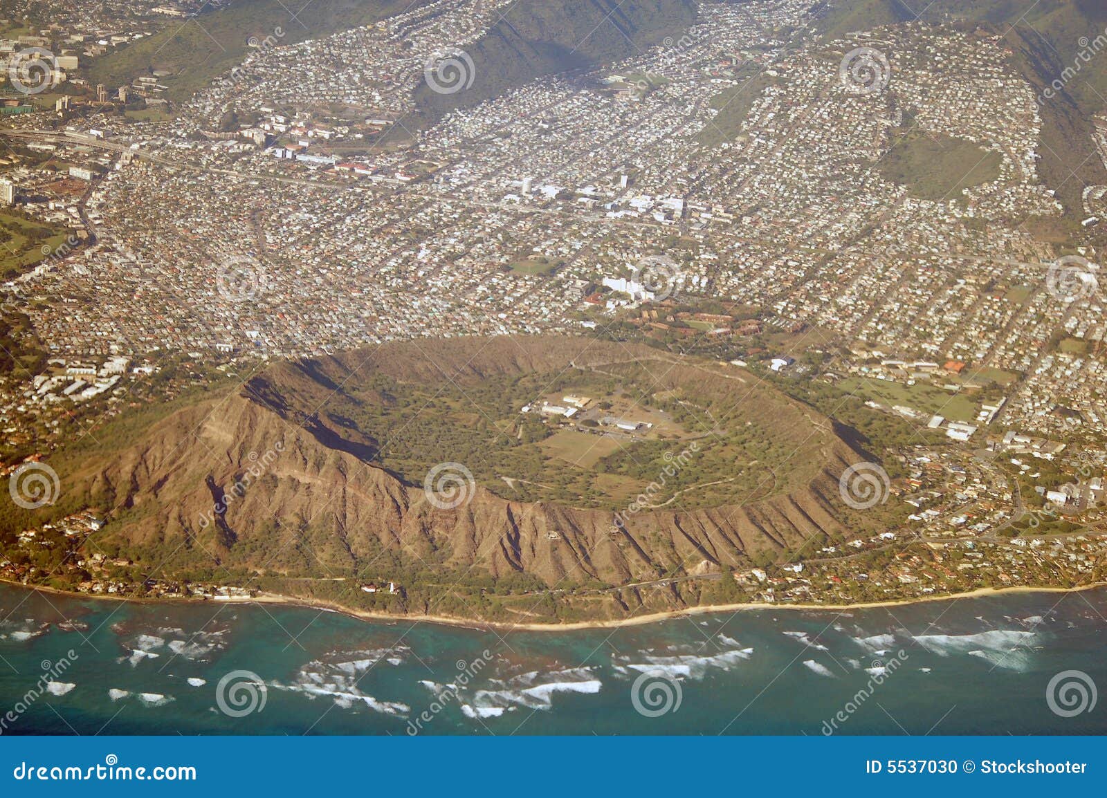 Aerial View Diamond Head Hawaii Stock Photo - Image of clouds, diamond ...