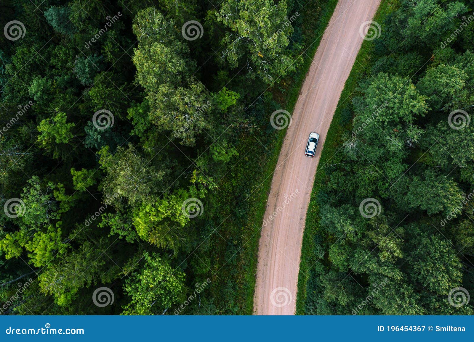 Aerial View of the Dirt Road Passing through the Forest Stock Image ...