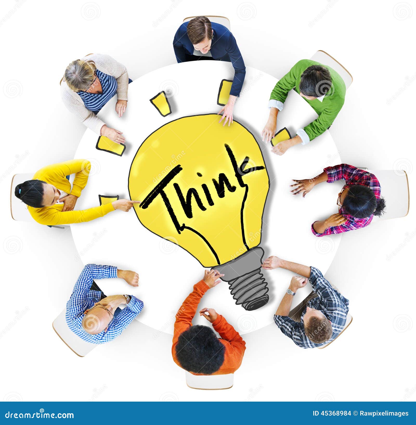 Aerial View of Diverse People with Text Think Stock Illustration ...