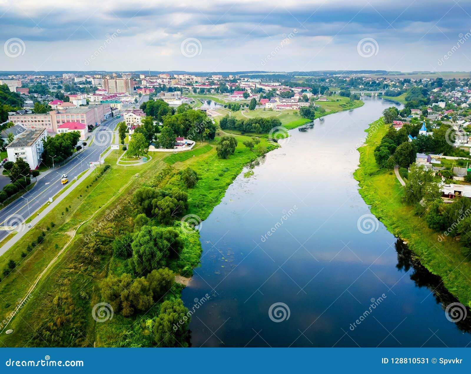 Aerial View of Dnieper River Flowing through Orsha Belarus Stock Image ...