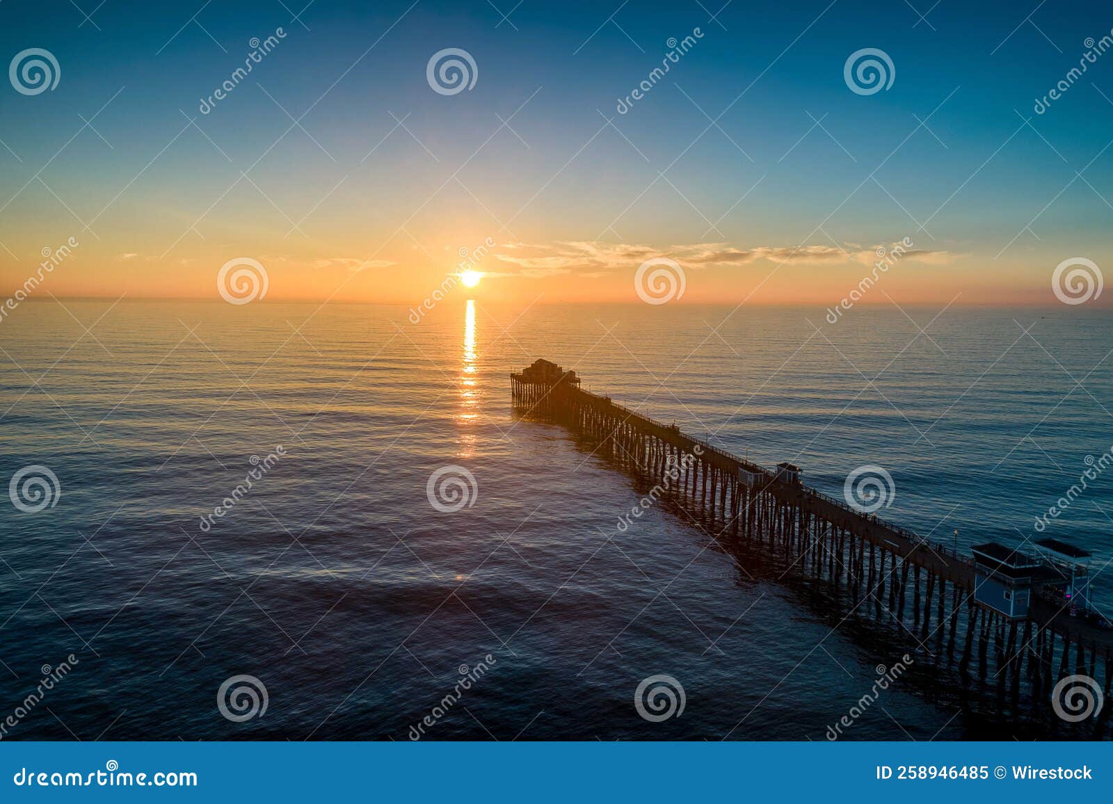 Aerial View of Dock in Sea during Sunset Stock Image - Image of waves ...