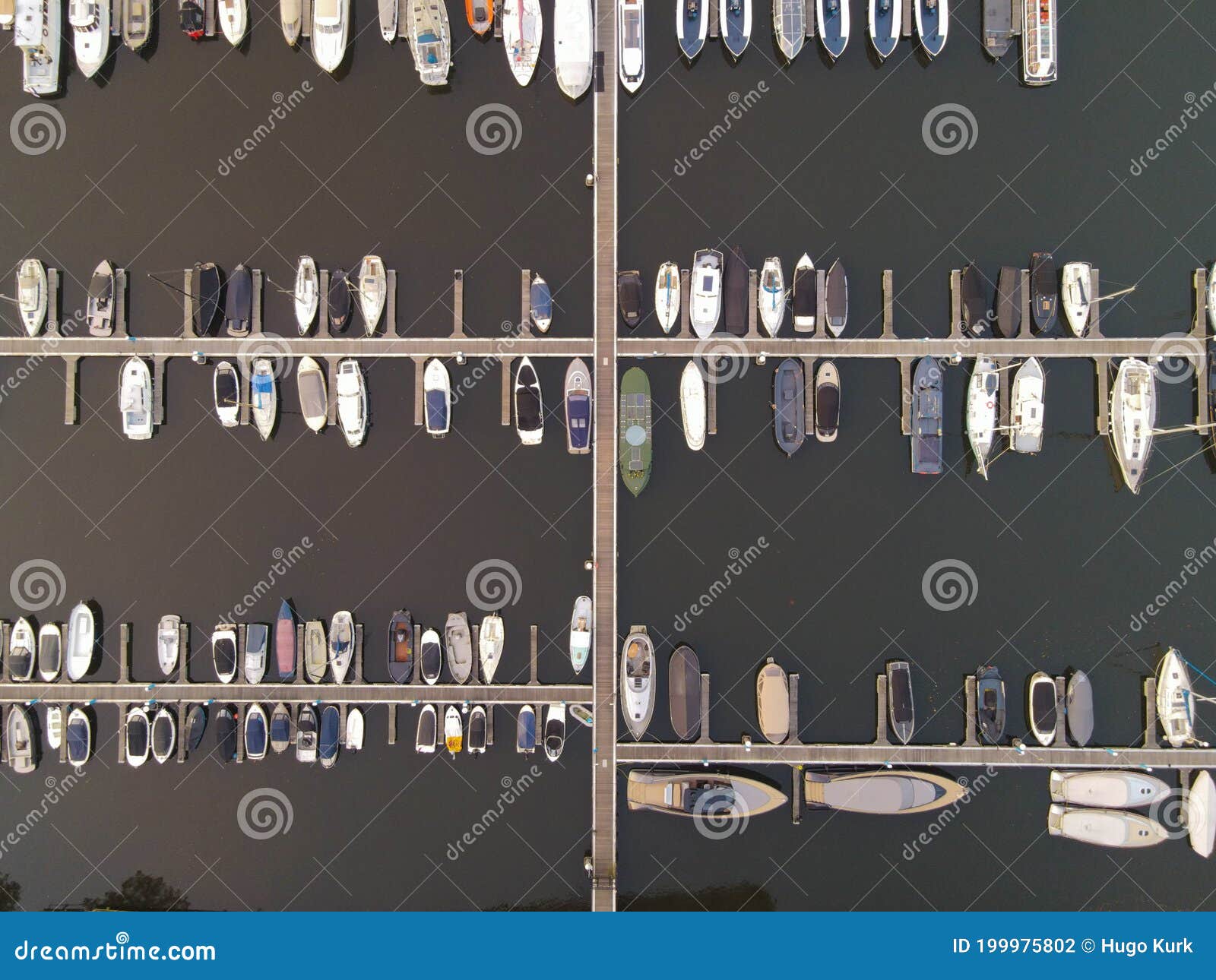 Aerial View of the Docking of Boats Harbour Drone View Top Down Stock ...