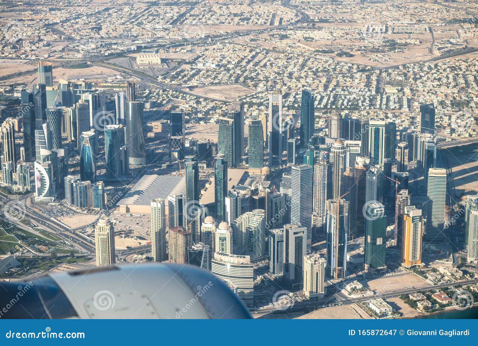 Aerial view of Doha, Qatar stock image. Image of qatar - 165872647