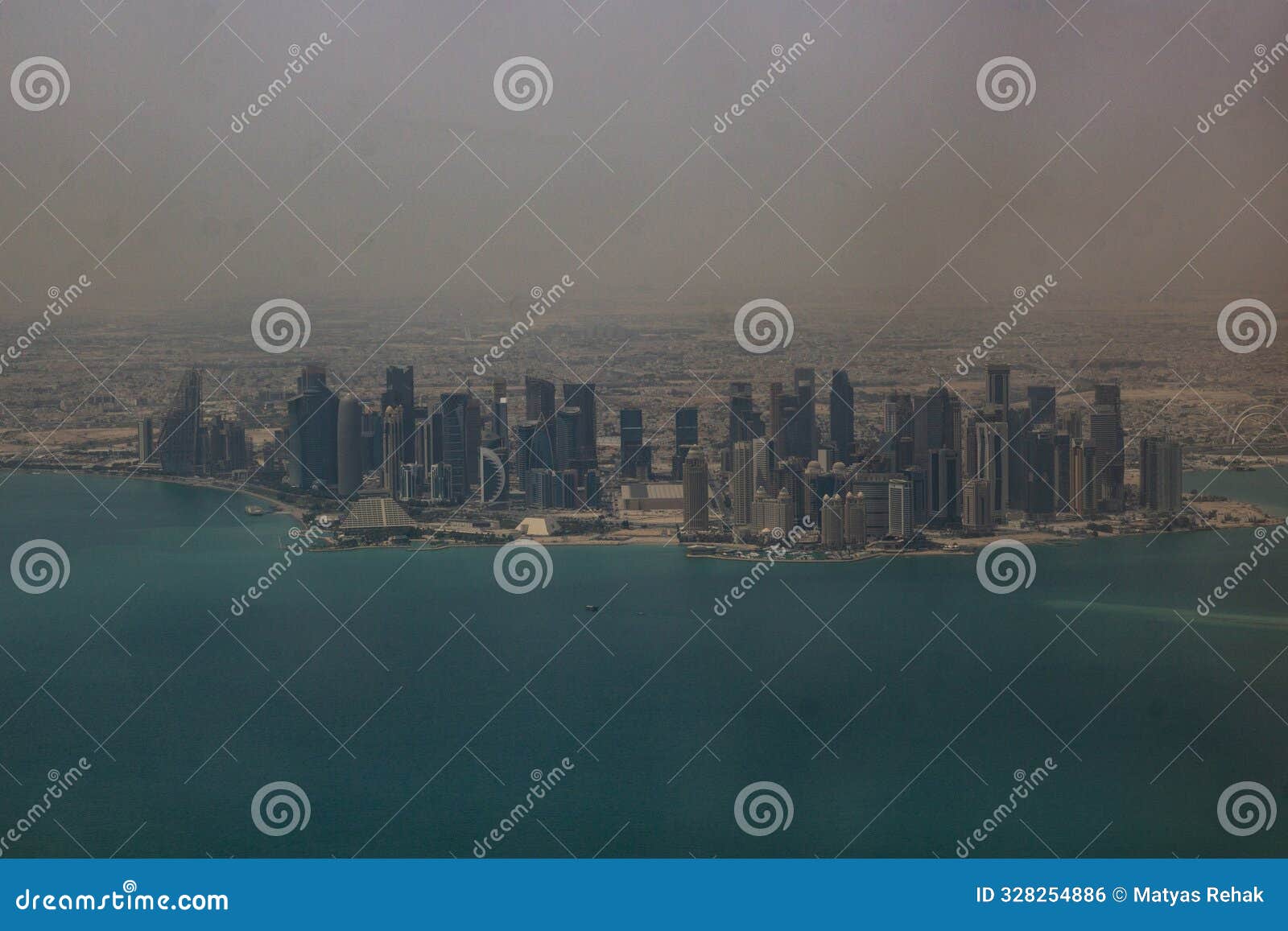 Aerial view of Doha, Qat stock photo. Image of panorama - 328254886