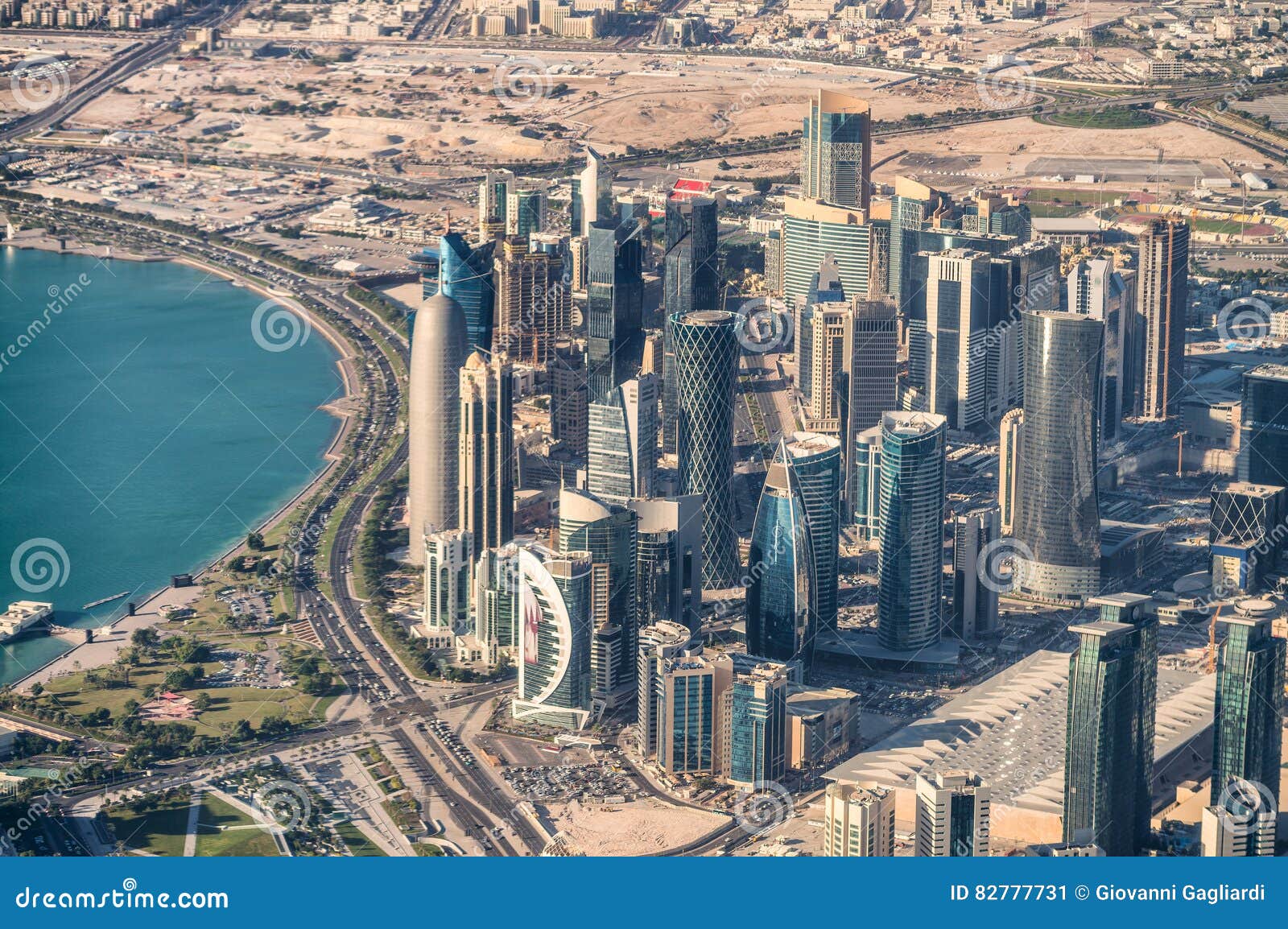 Aerial View of Doha Skyline, Qatar Stock Image - Image of beautiful ...