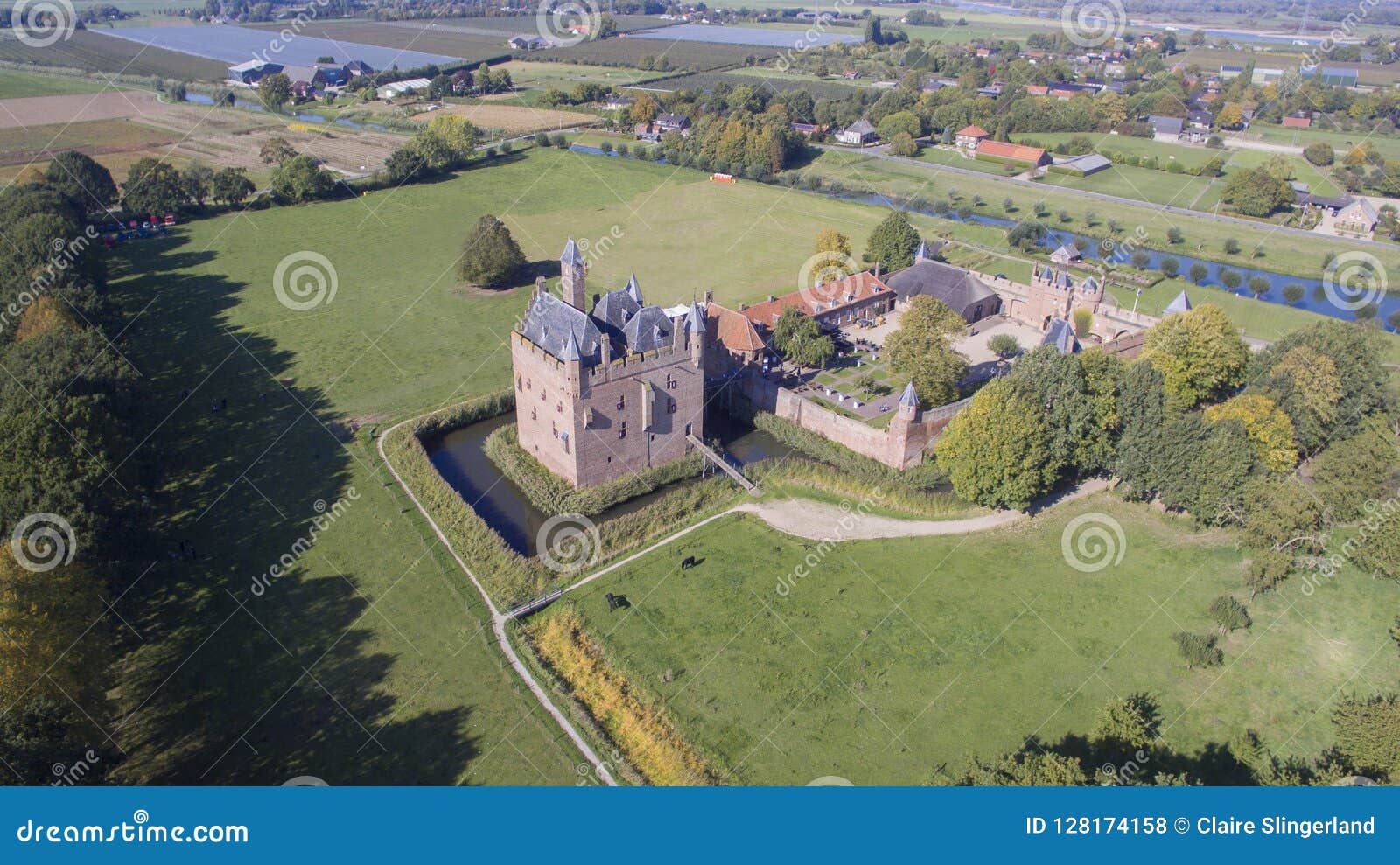 Aerial View on the Doornenburg Castle. Stock Photo - Image of europe ...