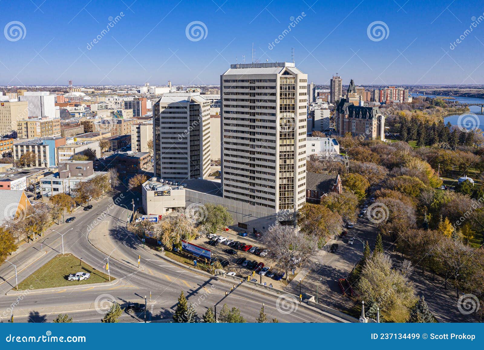 Aerial View of the Downtown Area of Saskatoon, Saskatchewan, Canada ...