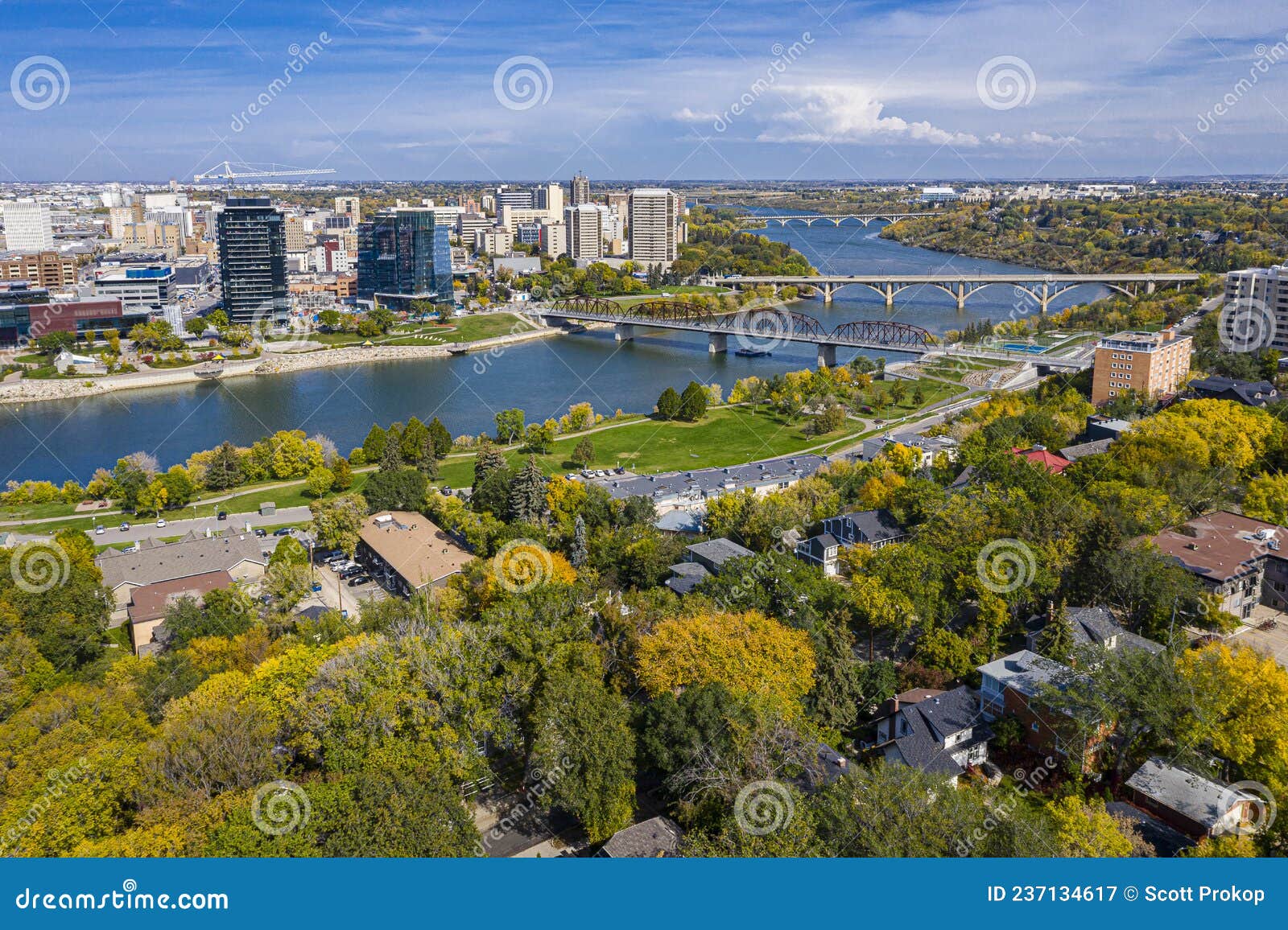 Aerial View of the Downtown Area of Saskatoon, Saskatchewan, Canada ...