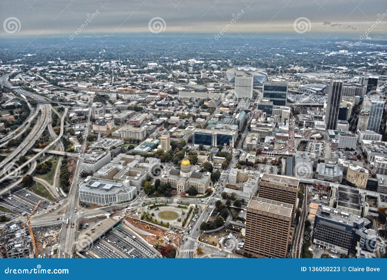 Aerial View of Downtown Atlanta Stock Image - Image of roads, cityscape ...