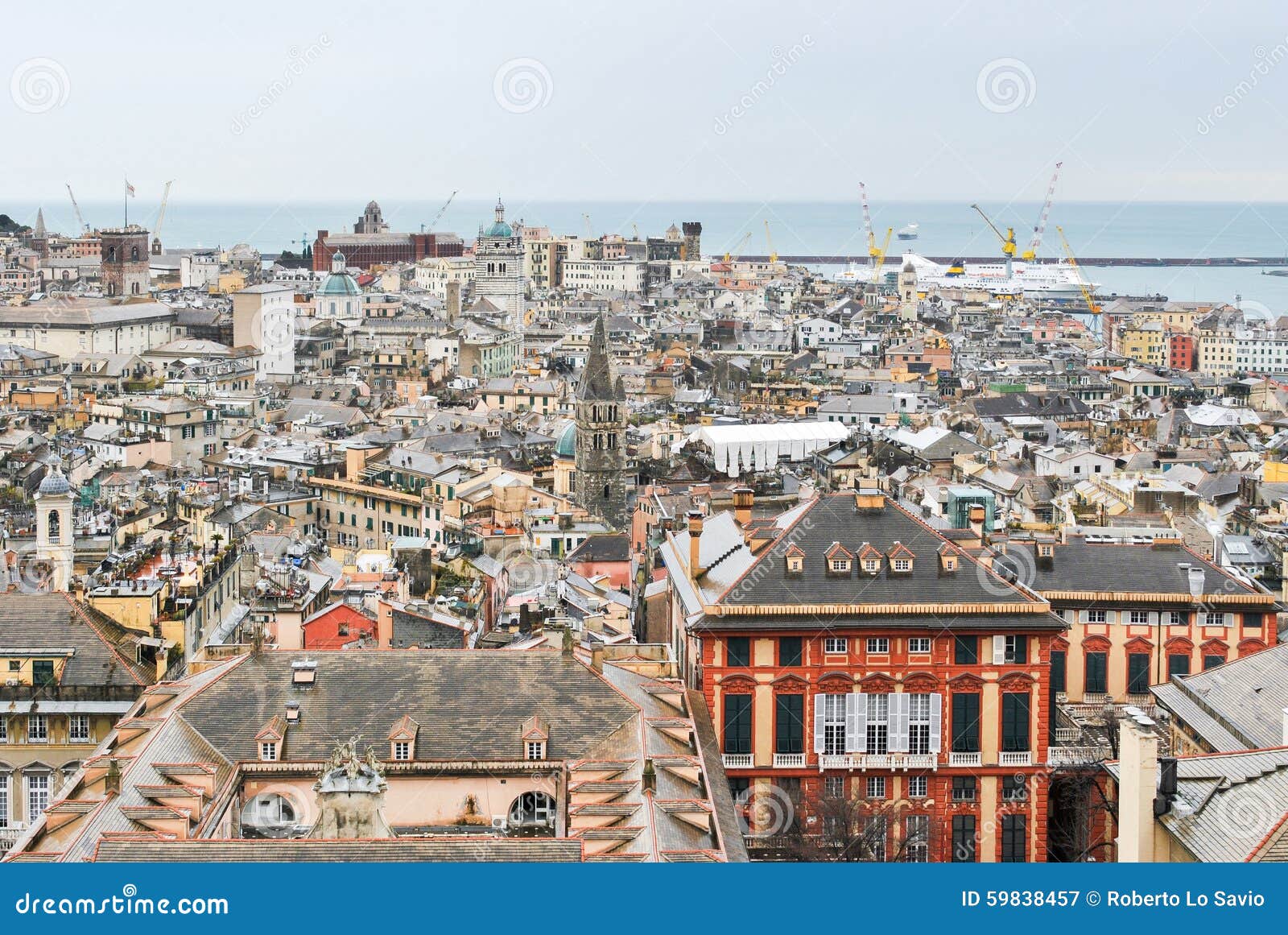 Aerial View of the Downtown of Genoa in a Rainy Day Stock Image - Image ...