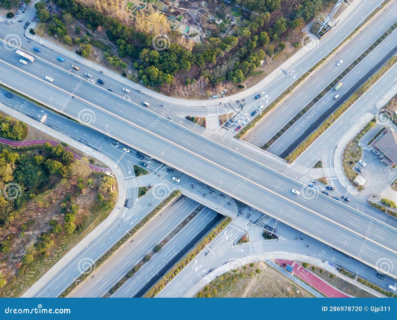 Aerial View of Downtown Intersection Stock Photo - Image of vertical ...